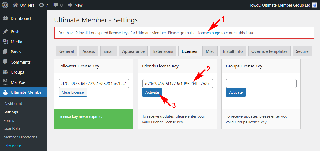 Installing an Extension - Ultimate Member