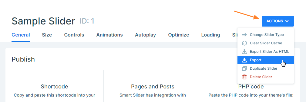 Export & Import slider - Smart Slider Documentation