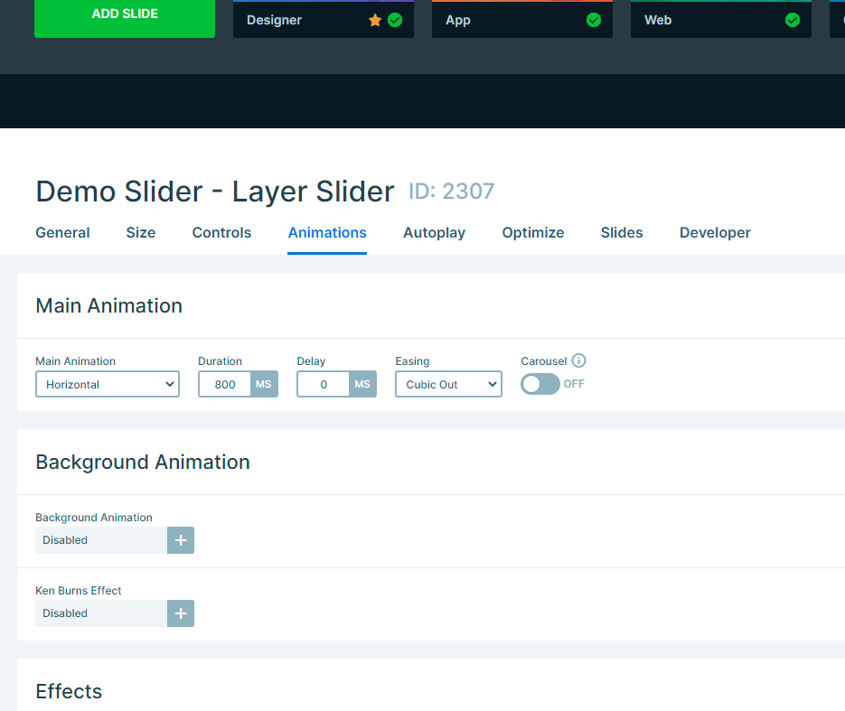 Slider settings - Animations - Smart Slider Documentation