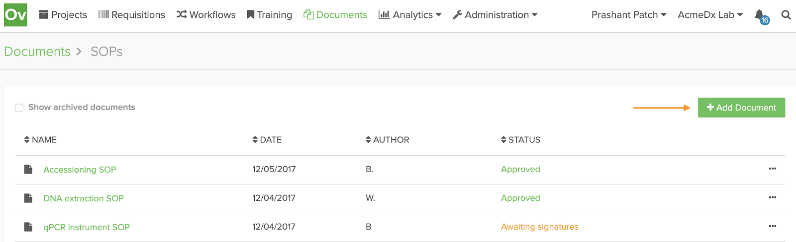 Creating a Document - Ovation Diagnostic