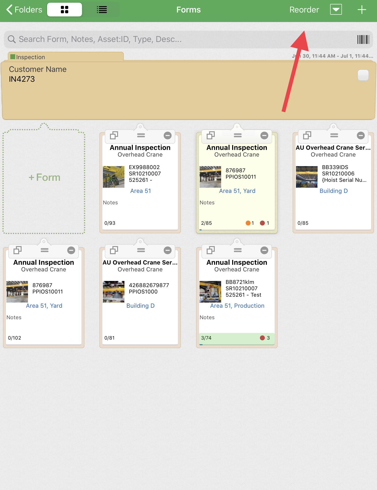 Sort Forms - InspectAll Support