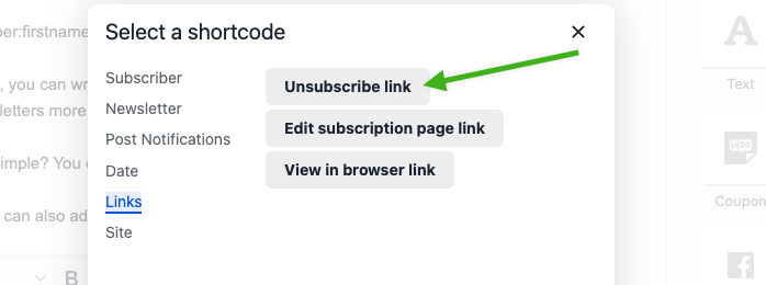 Adding an Unsubscribe Link - MailPoet Knowledge Base Adding an Unsubscribe Link - MailPoet Knowledge Base