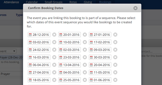 Booking sequences - ChurchSuite Support Articles