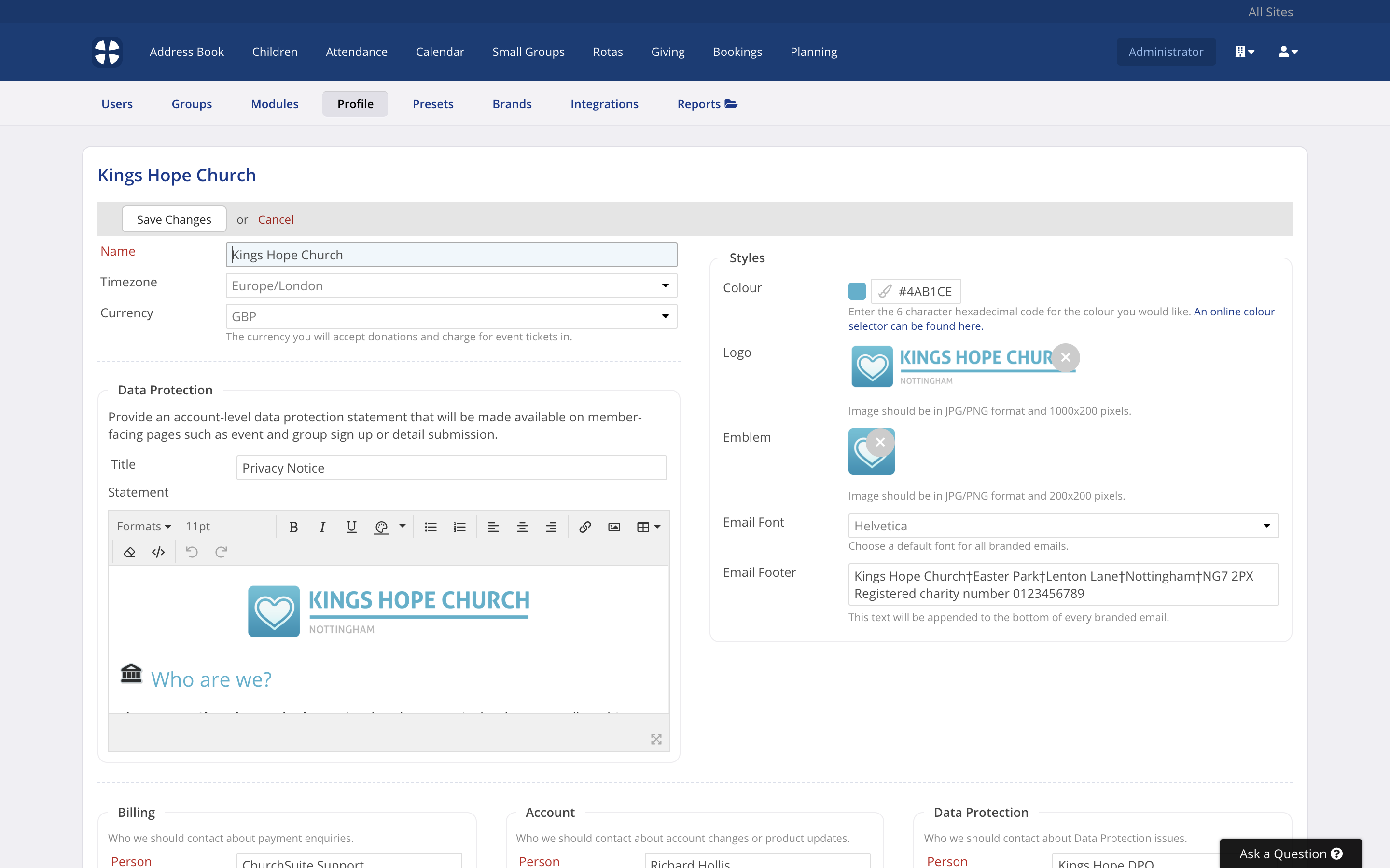 How to personalise the appearance of your ChurchSuite account ...