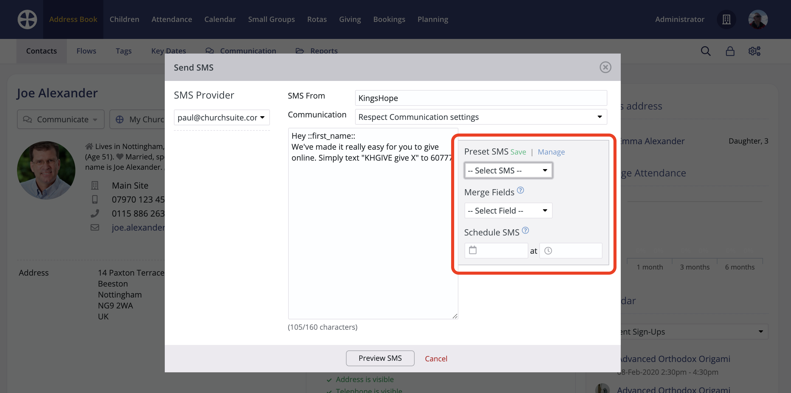 Sending SMS messages through Textlocal - ChurchSuite Support Articles