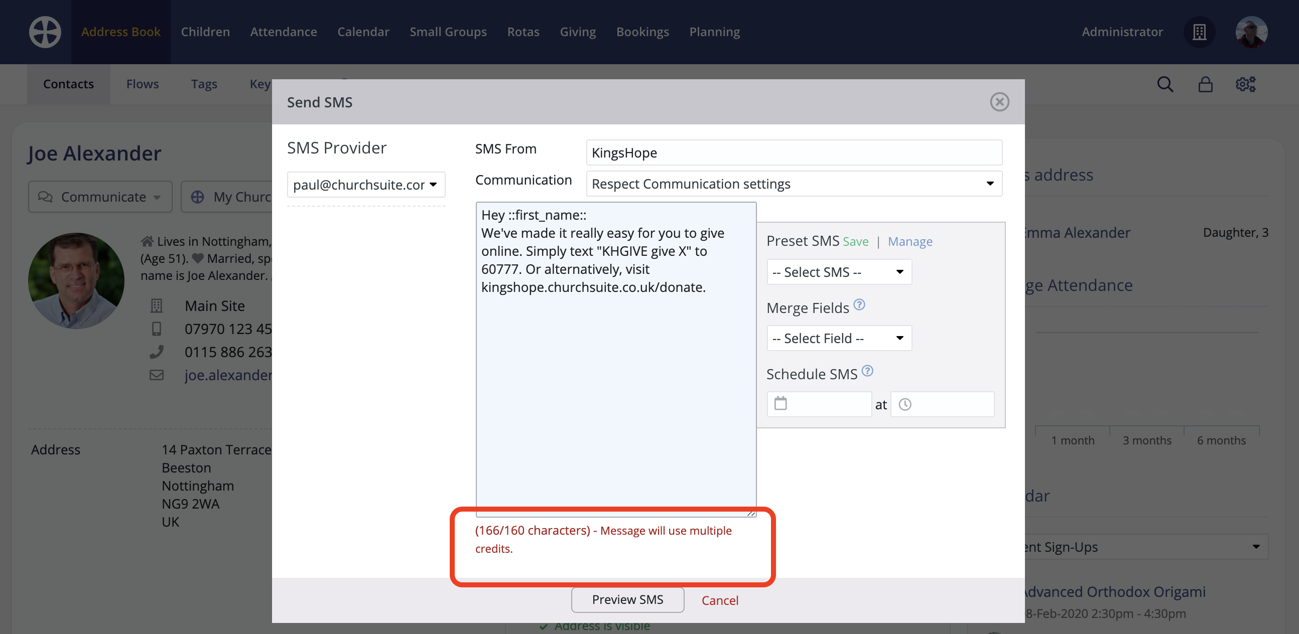 Sending SMS messages through Textlocal - ChurchSuite Support Articles