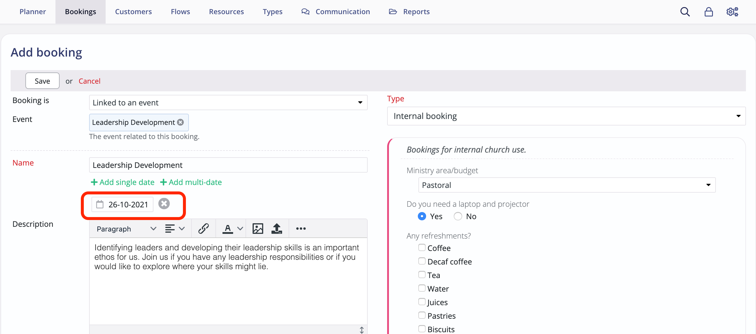 Booking sequences - ChurchSuite Support Articles