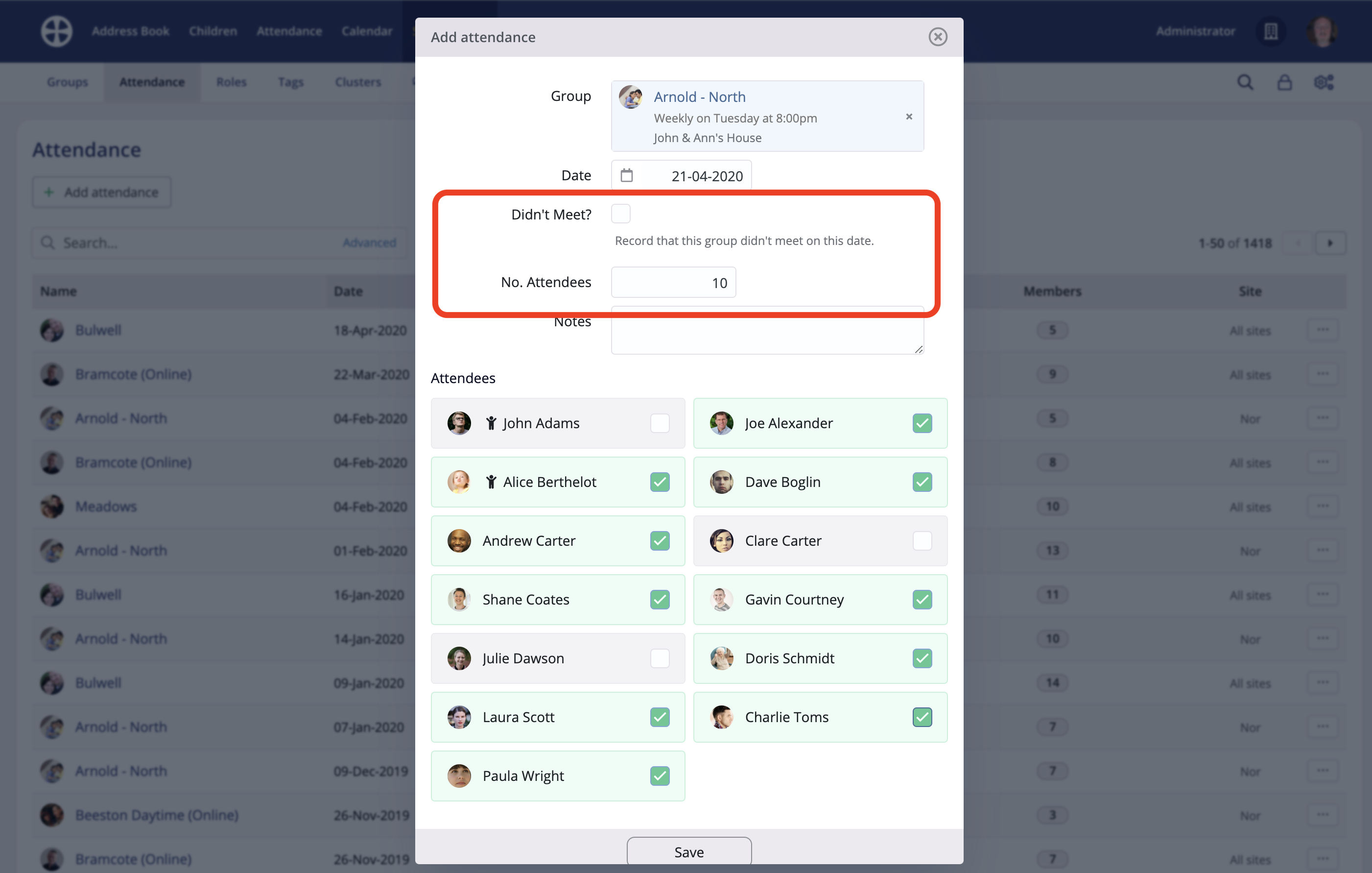 Small group attendance - ChurchSuite Support Articles