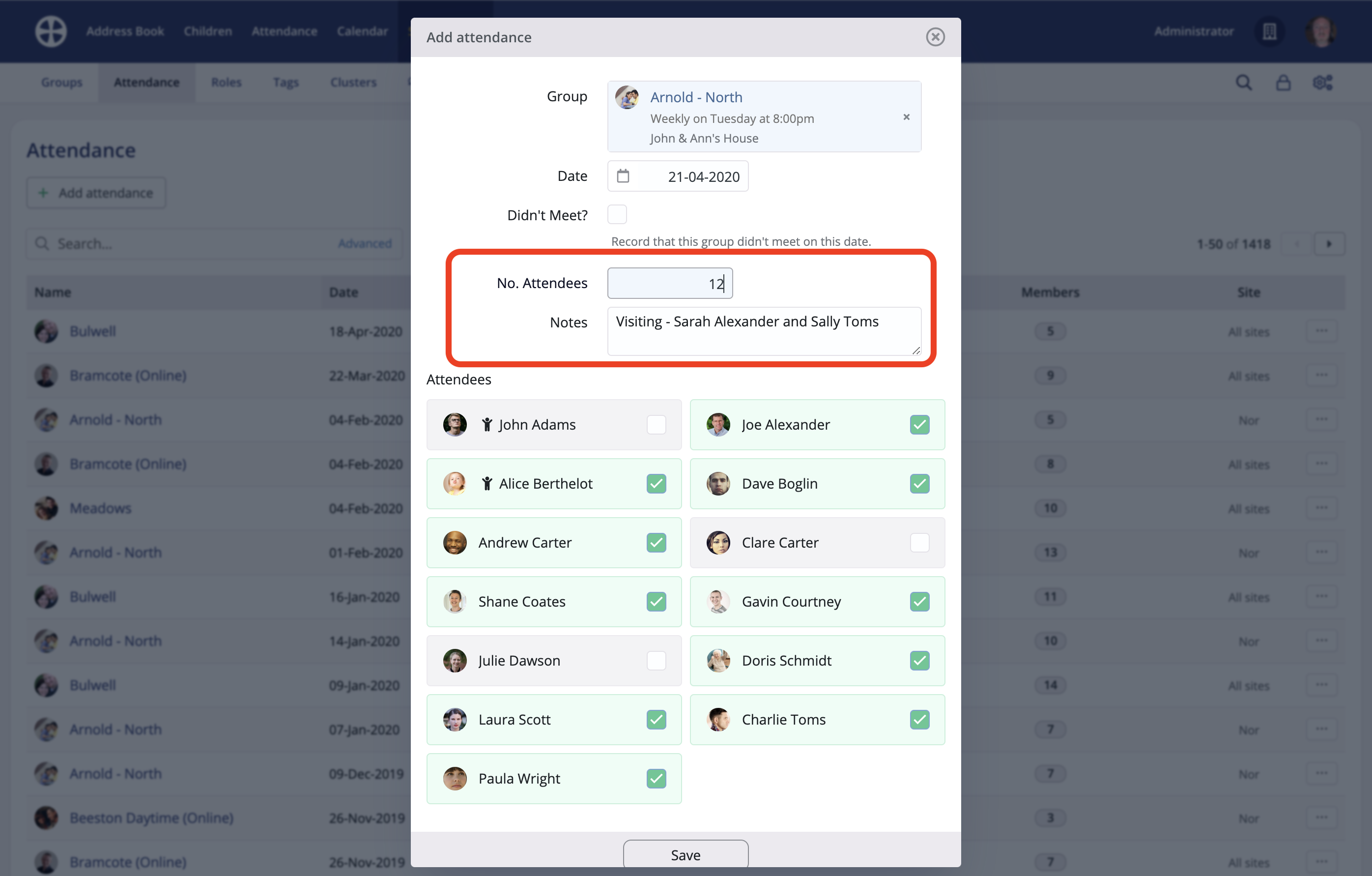 Small group attendance - ChurchSuite Support Articles