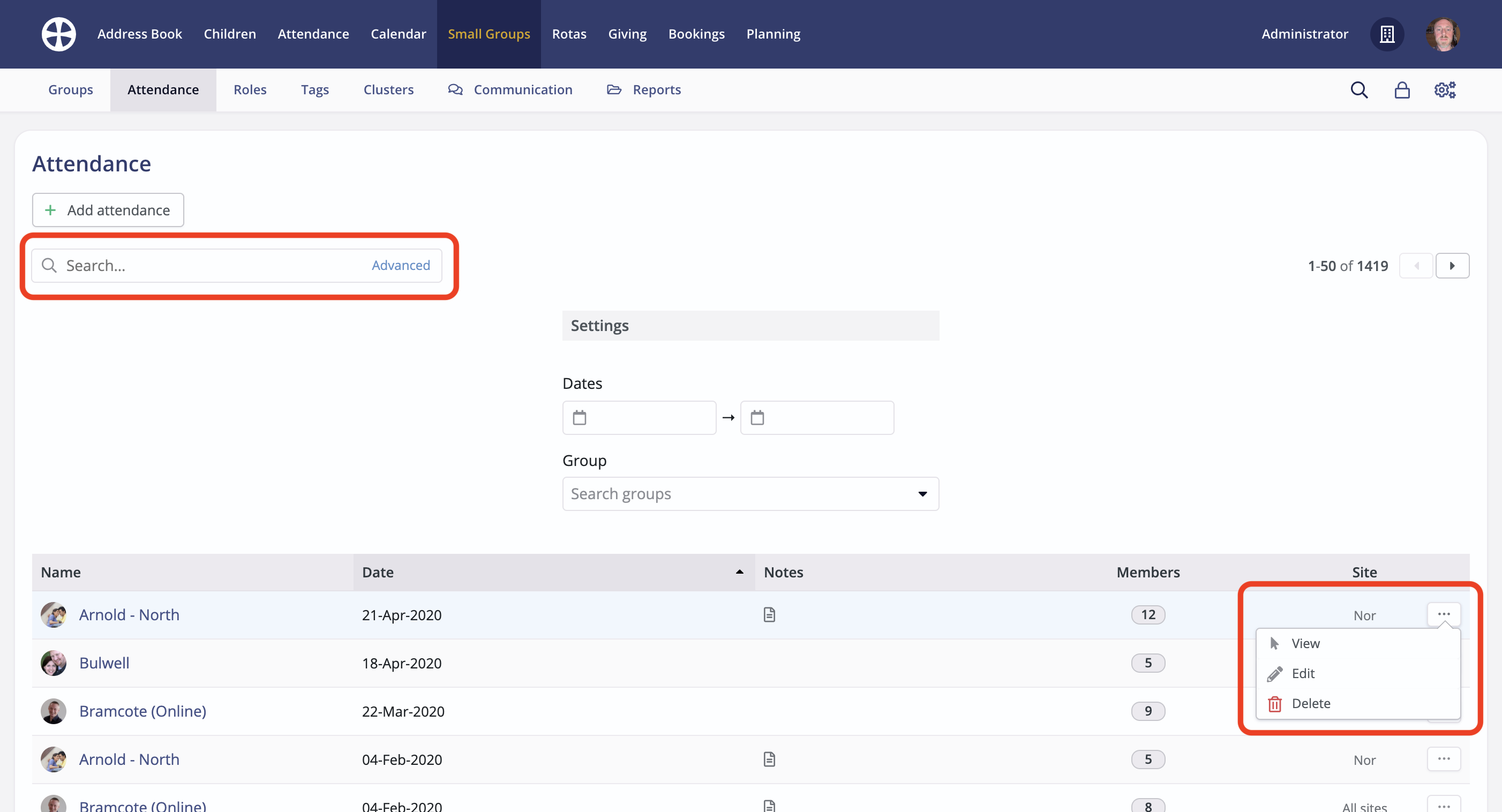 Small group attendance - ChurchSuite Support Articles
