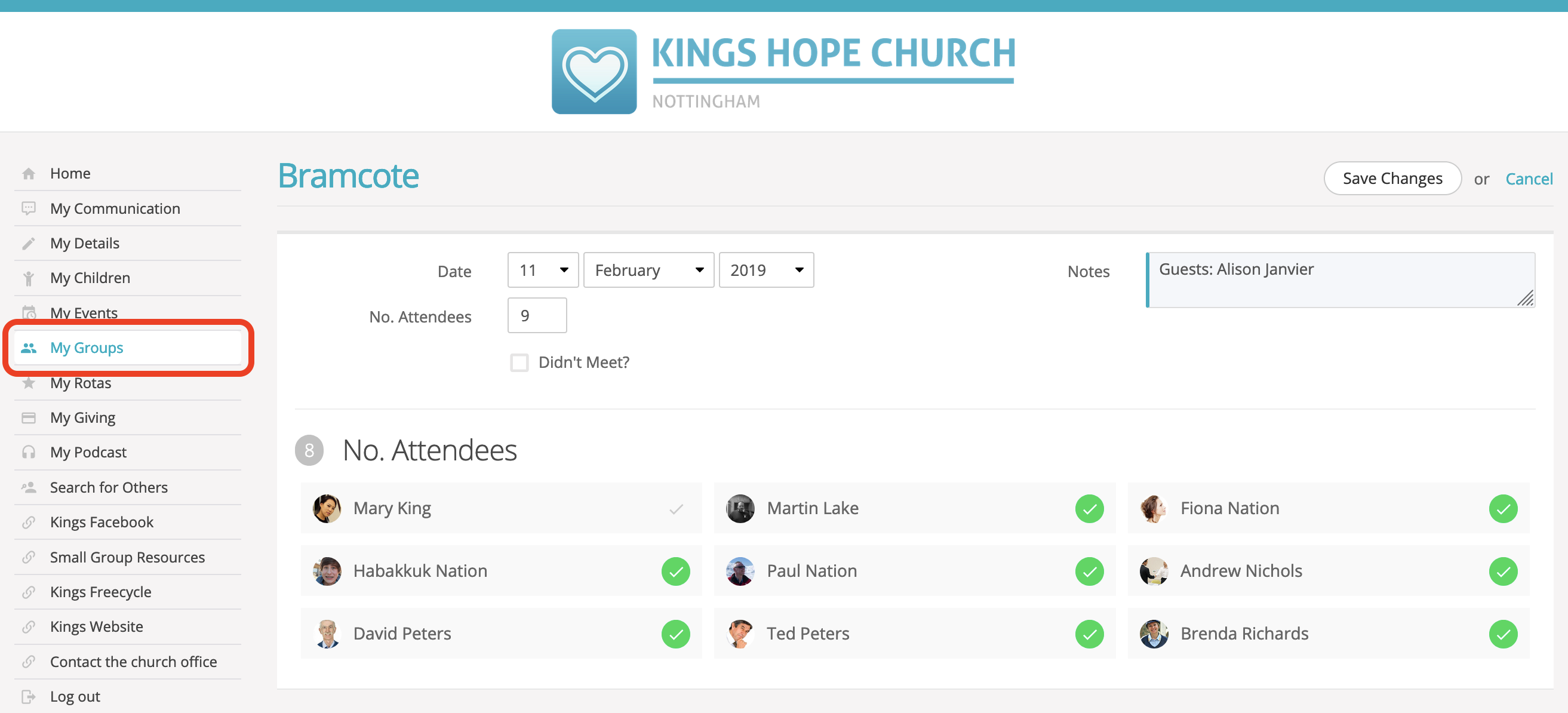 Small group attendance - ChurchSuite Support Articles