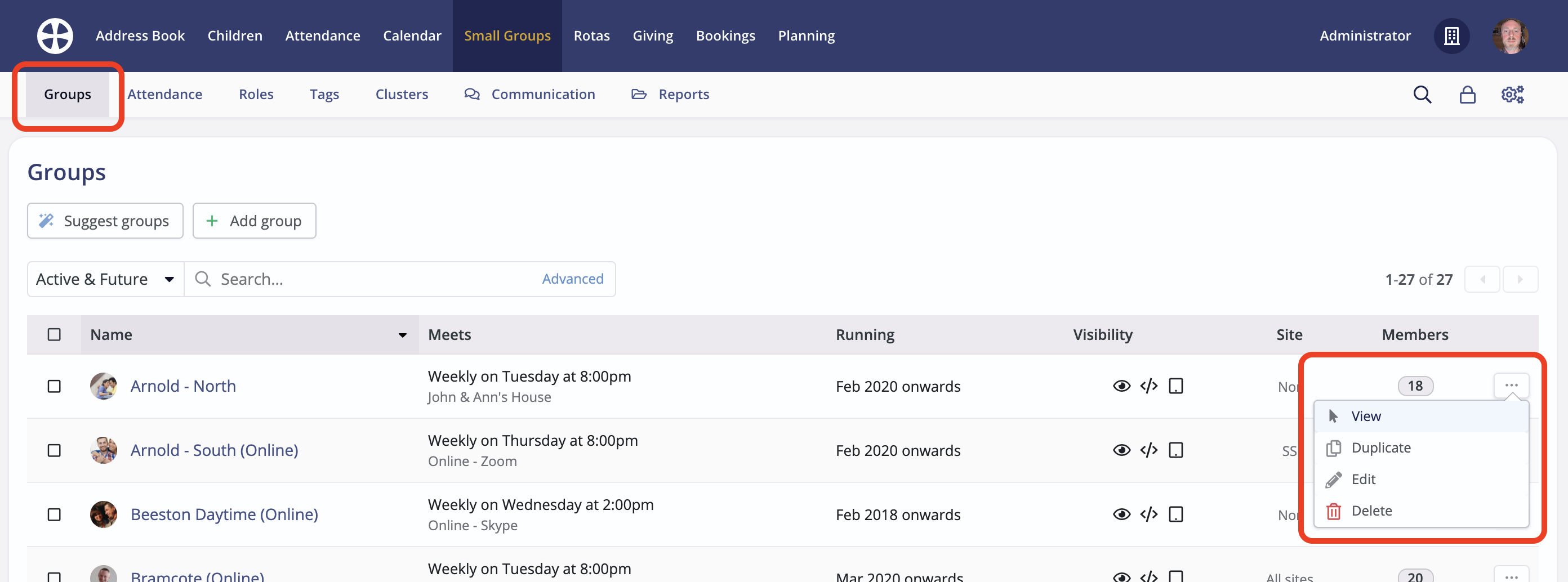 Small group attendance - ChurchSuite Support Articles