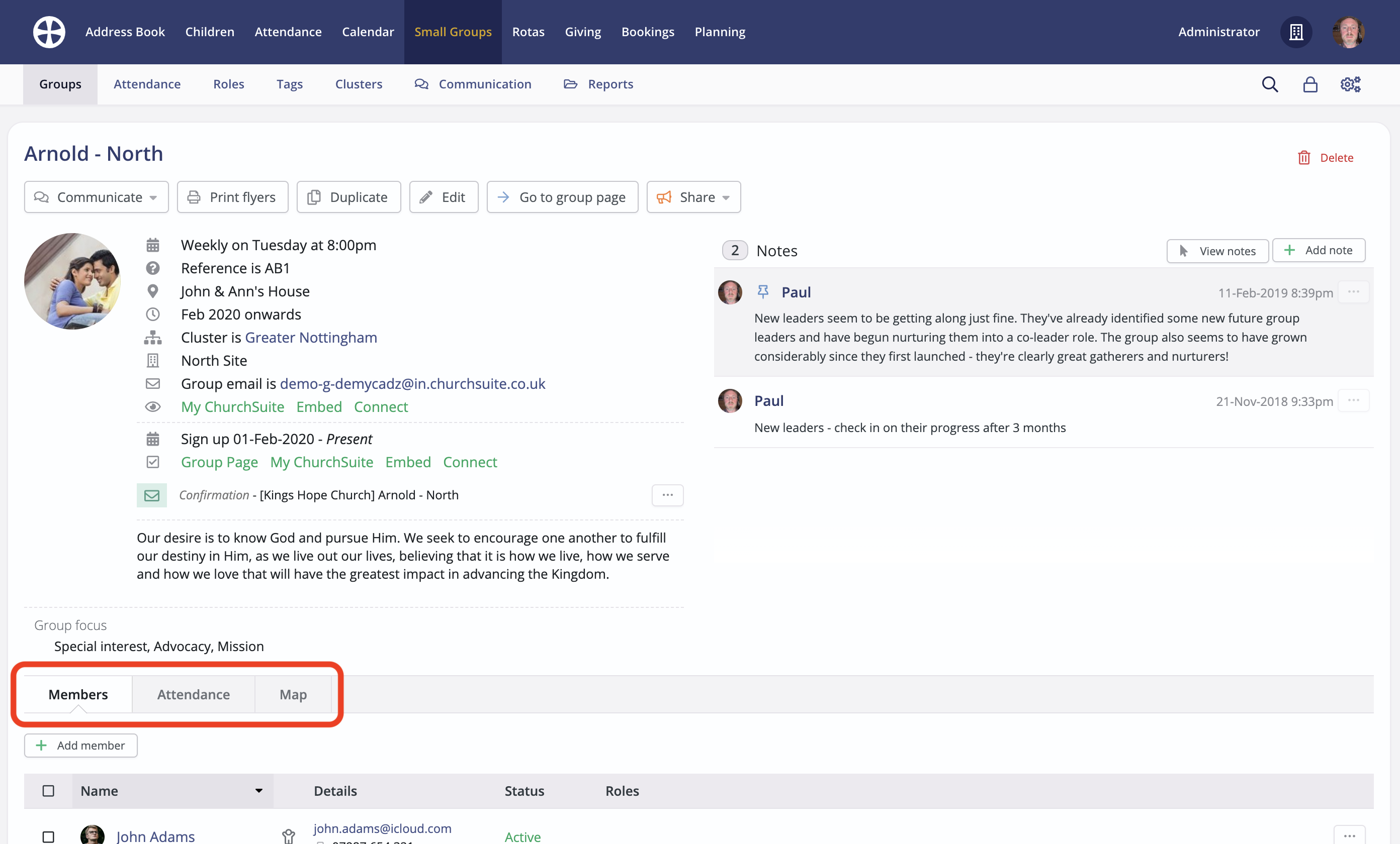 Small group attendance - ChurchSuite Support Articles