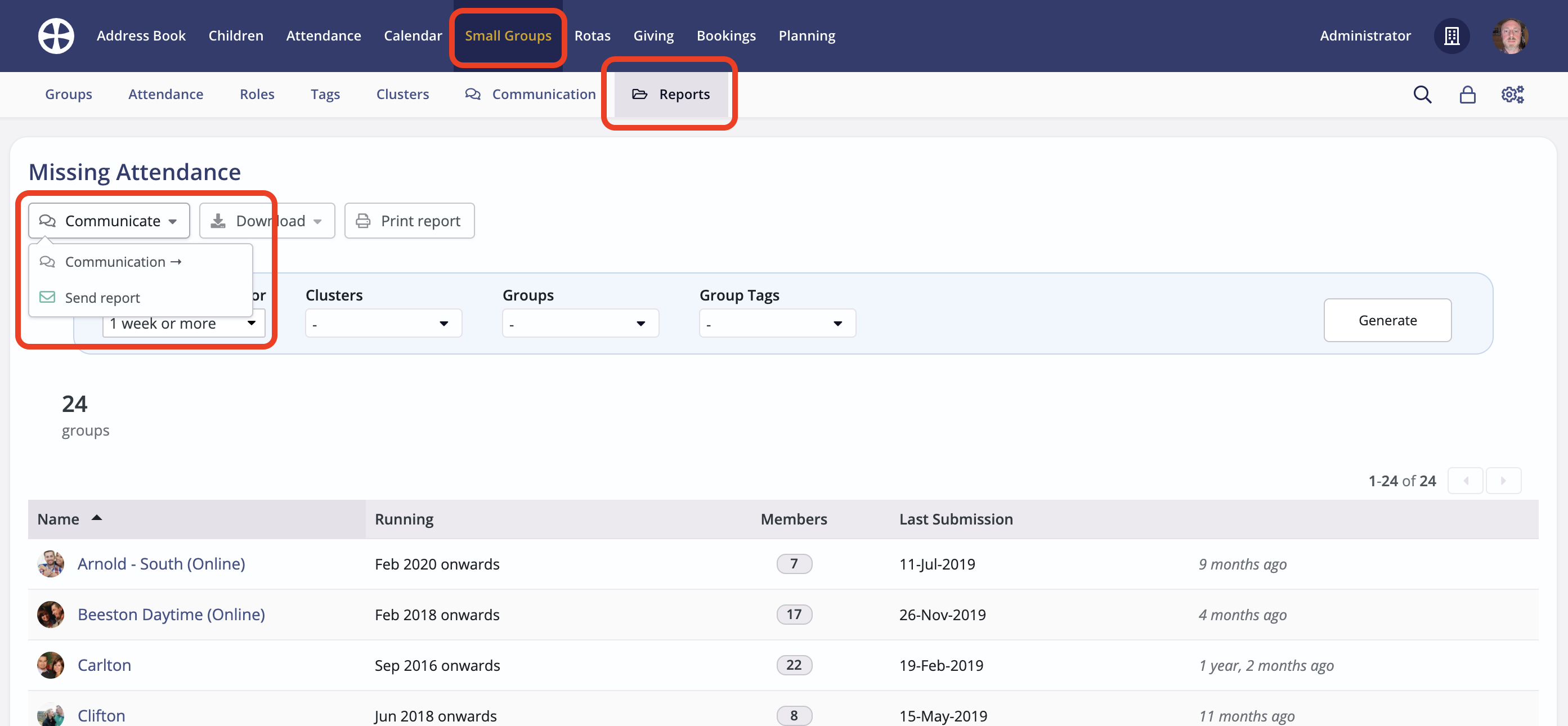 Small group attendance - ChurchSuite Support Articles