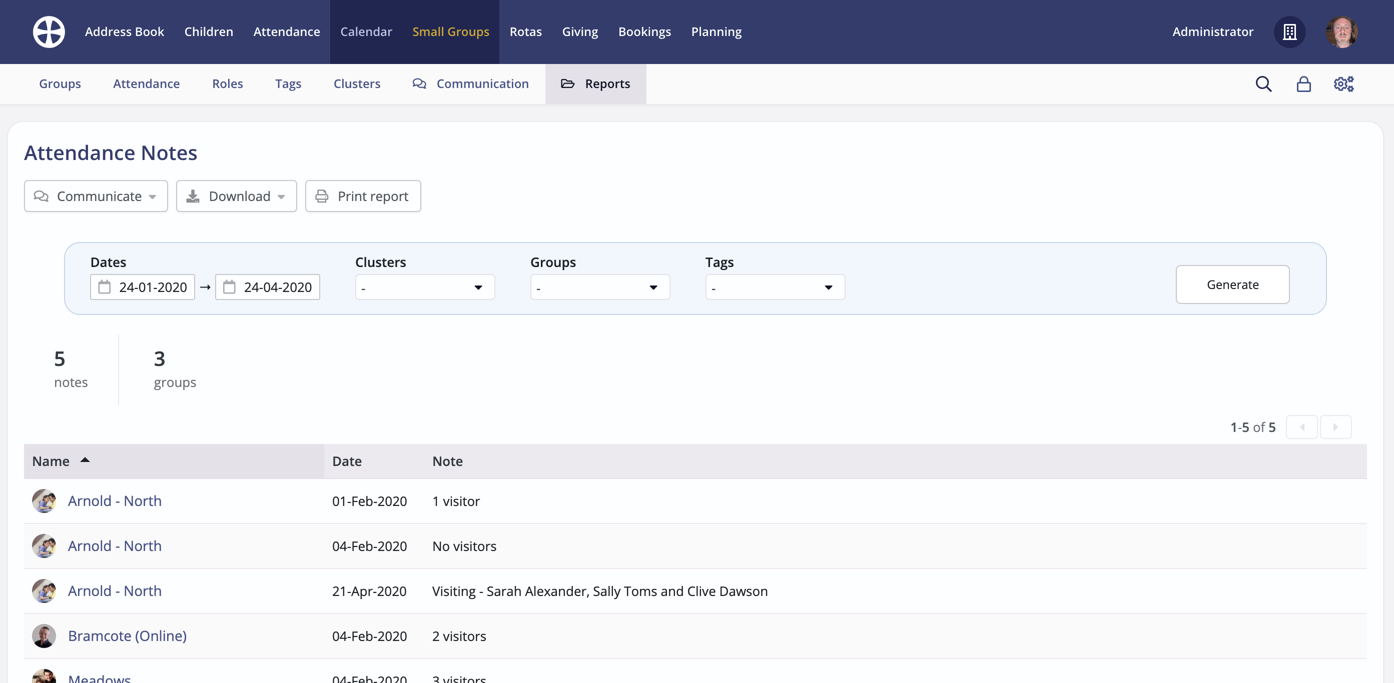Small group attendance - ChurchSuite Support Articles
