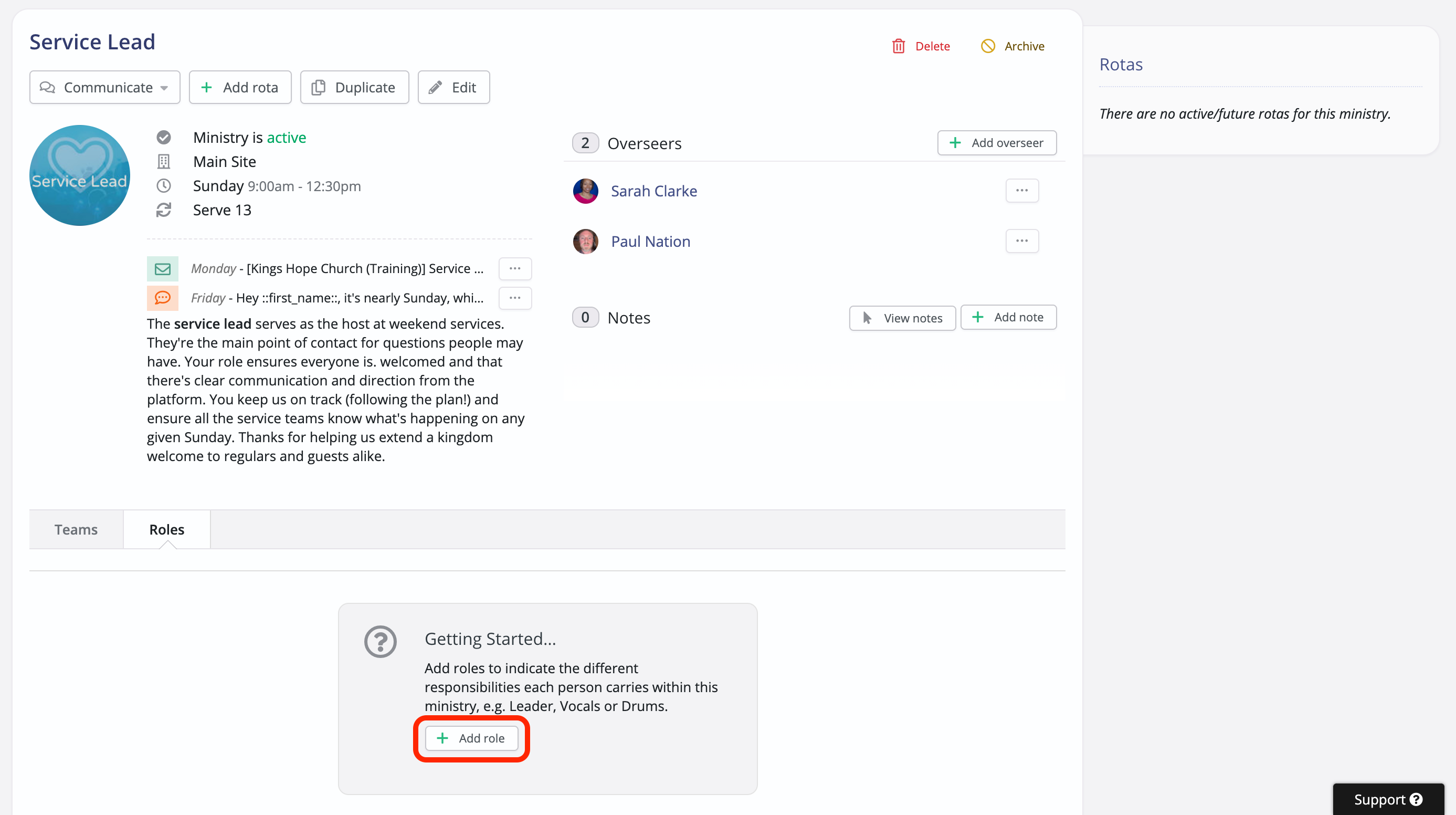 How to create a rota - ChurchSuite Support Articles