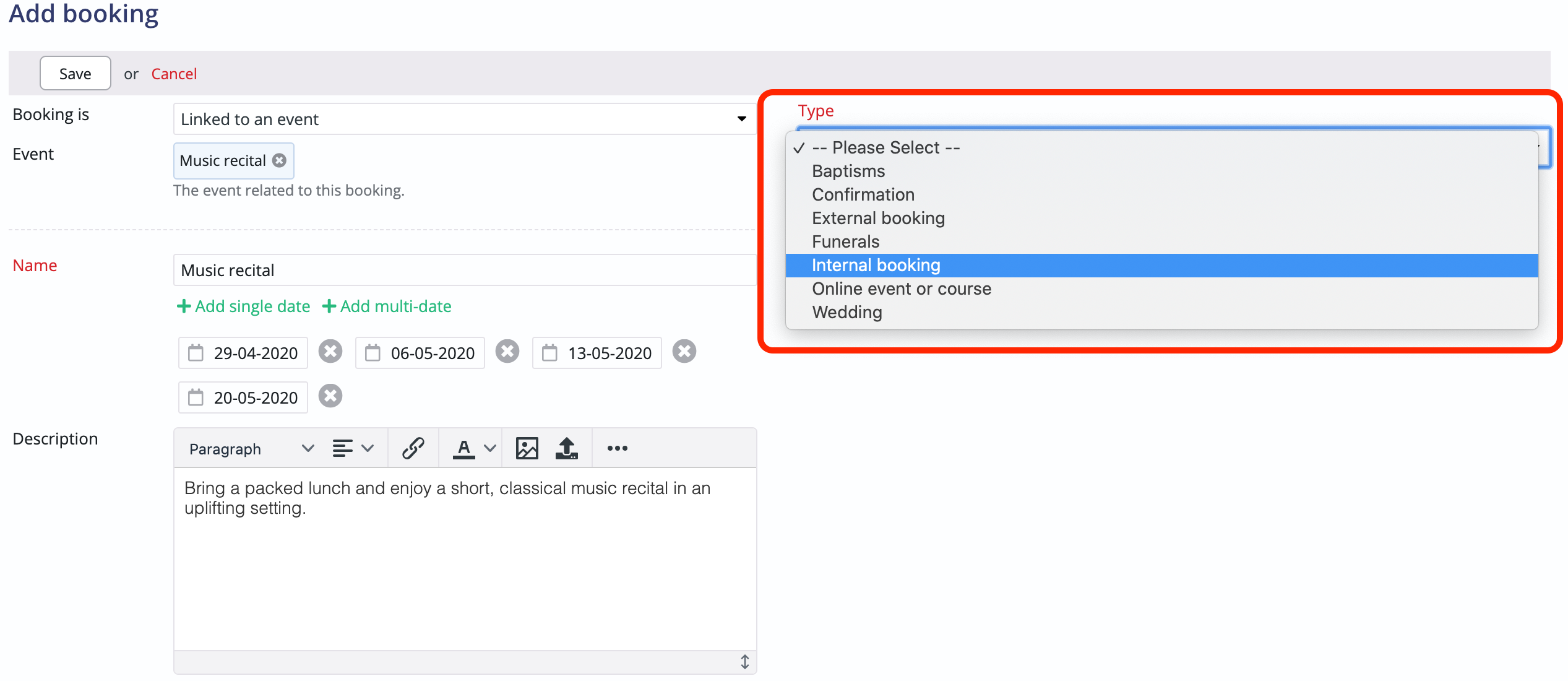 Linking bookings and events - ChurchSuite Support Articles