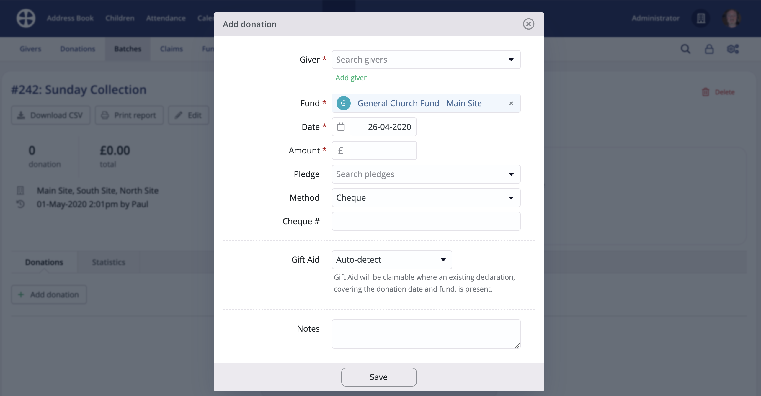Adding or importing donations - ChurchSuite Support Articles