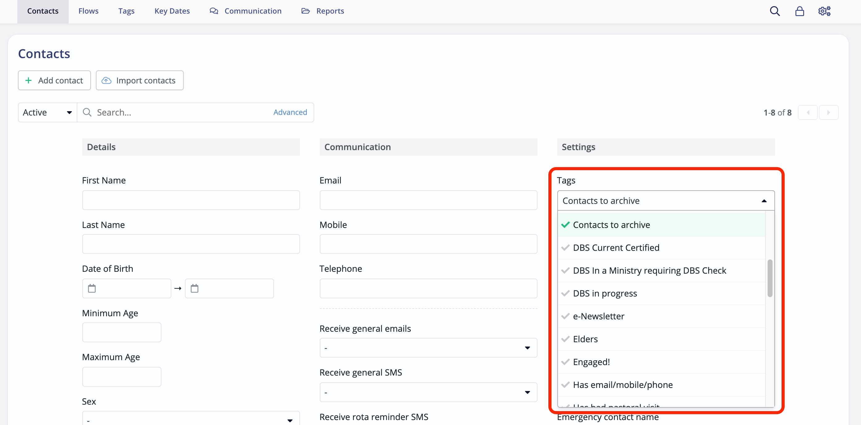 What happens when I archive a contact? - ChurchSuite Support Articles