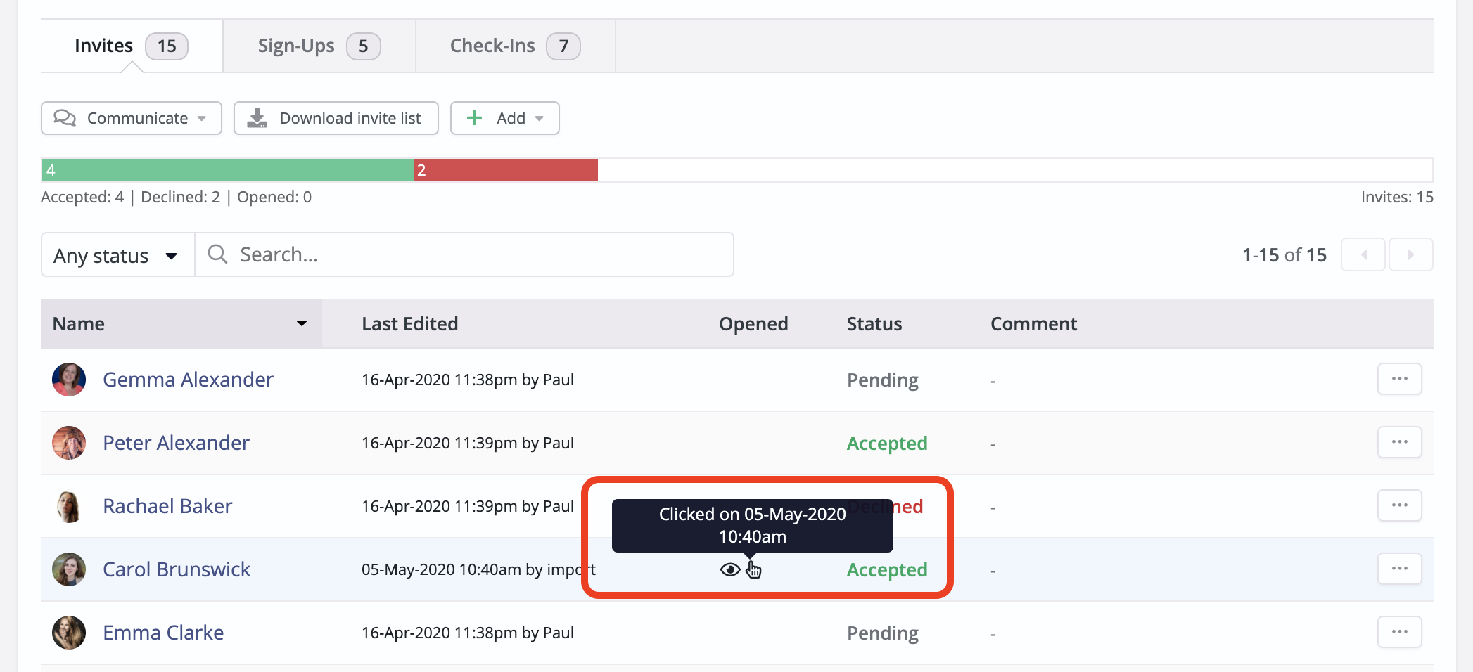 Event invitations - ChurchSuite Support Articles