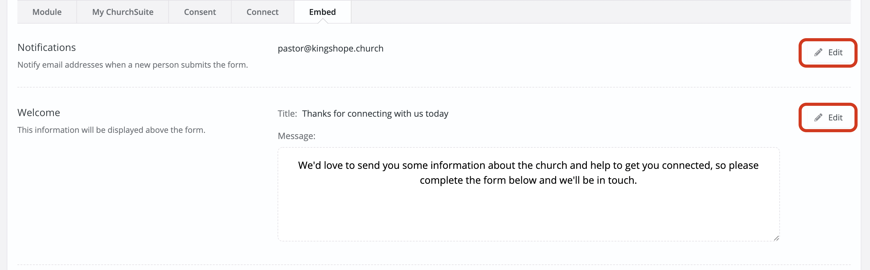 Embed a newcomer connect form on your website - ChurchSuite Support ...