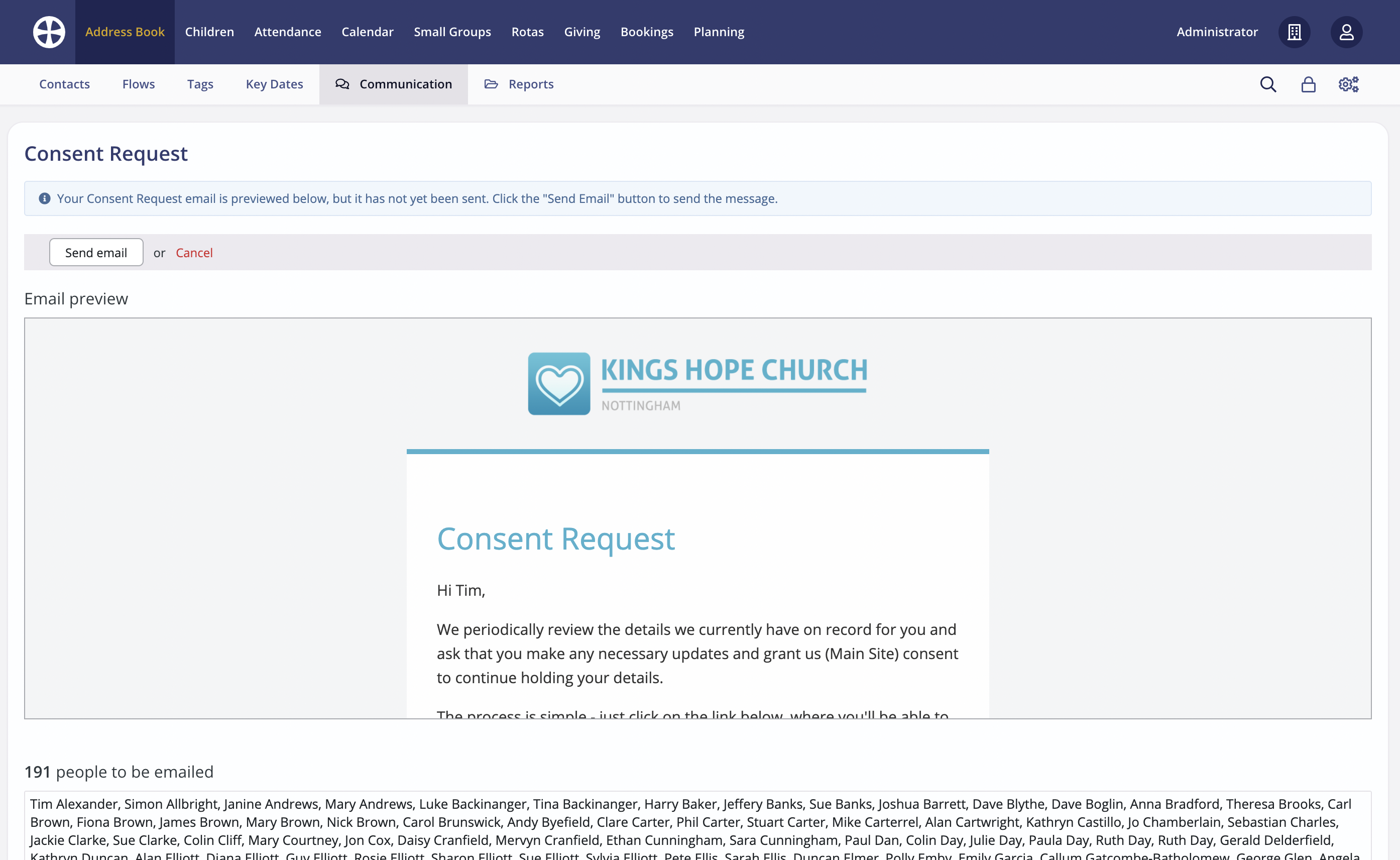 Ongoing consent - ChurchSuite Support Articles