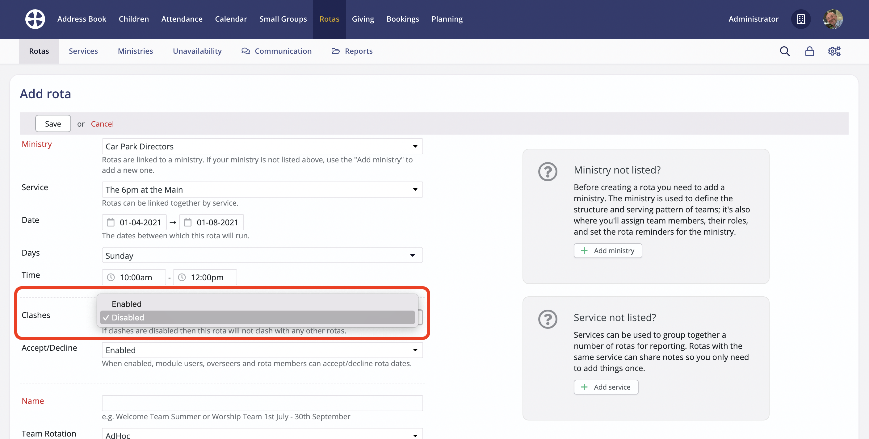 Rota clash management - ChurchSuite Support Articles