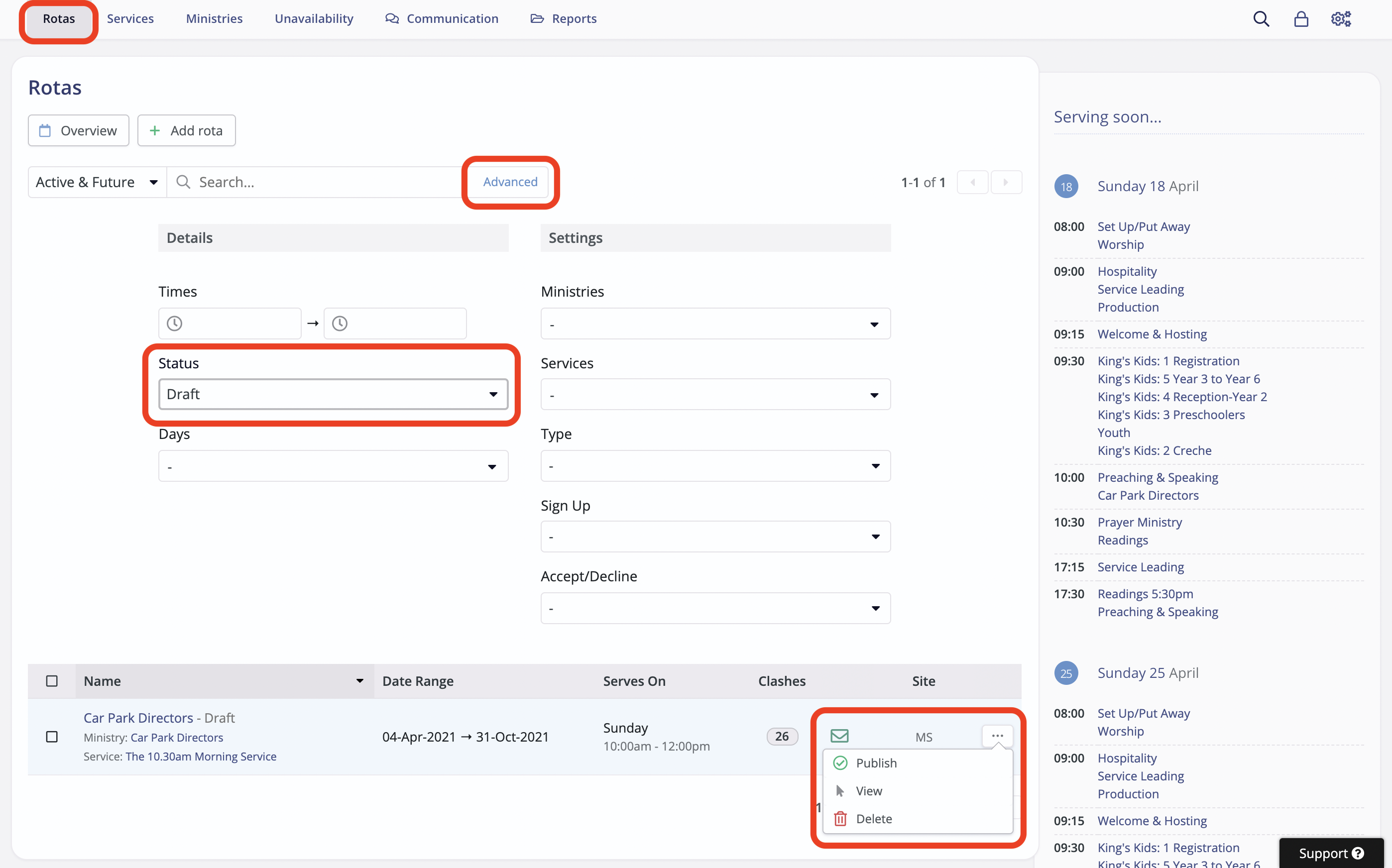 Working with rotas in ChurchSuite - ChurchSuite Support Articles