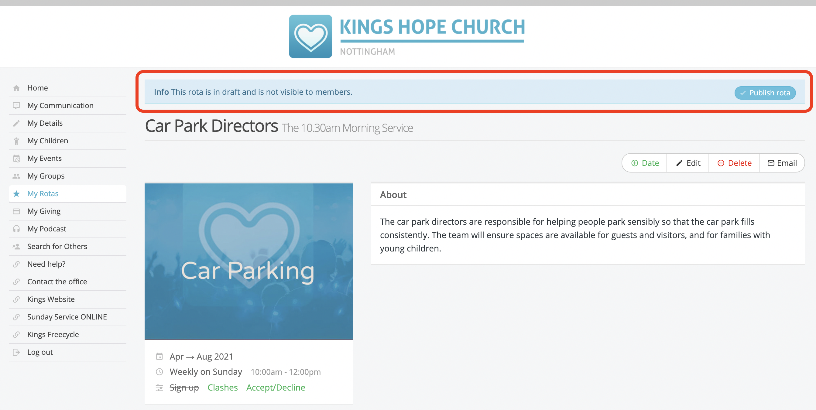 Working with rotas in My ChurchSuite - ChurchSuite Support Articles