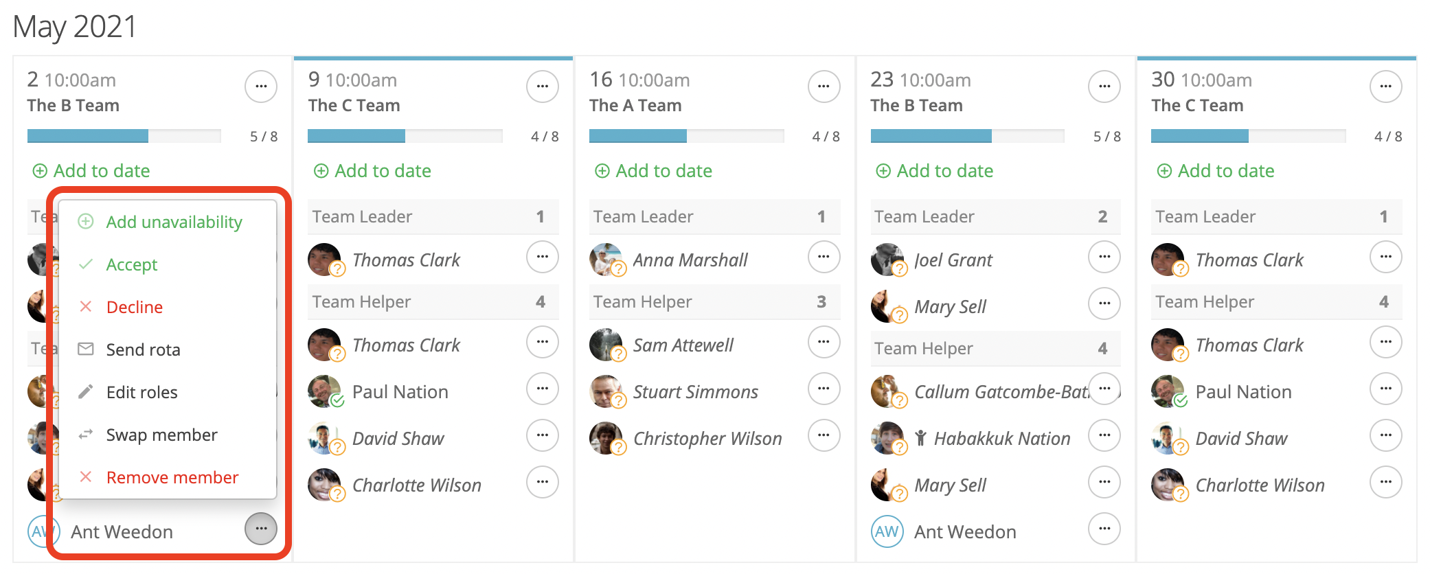 Working with rotas in My ChurchSuite - ChurchSuite Support Articles