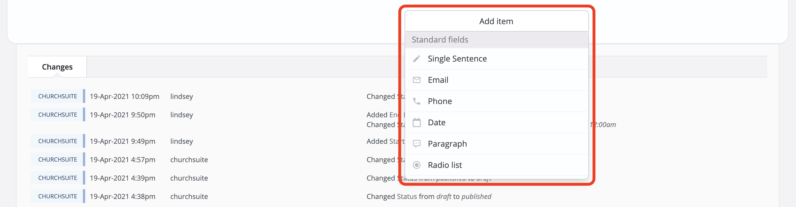 Building customisable forms - BETA access only - ChurchSuite Support Articles