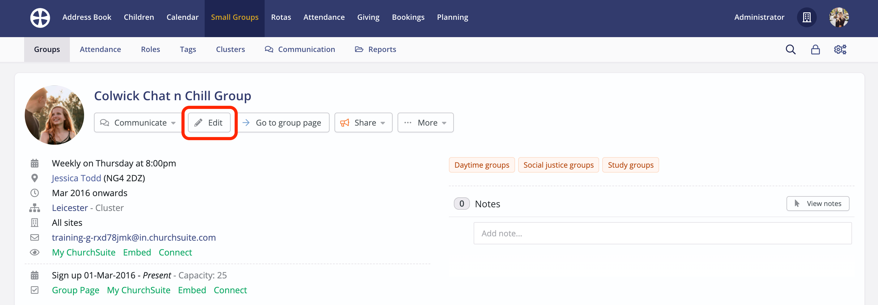Enabling small group sign up through Embed - ChurchSuite Support Articles