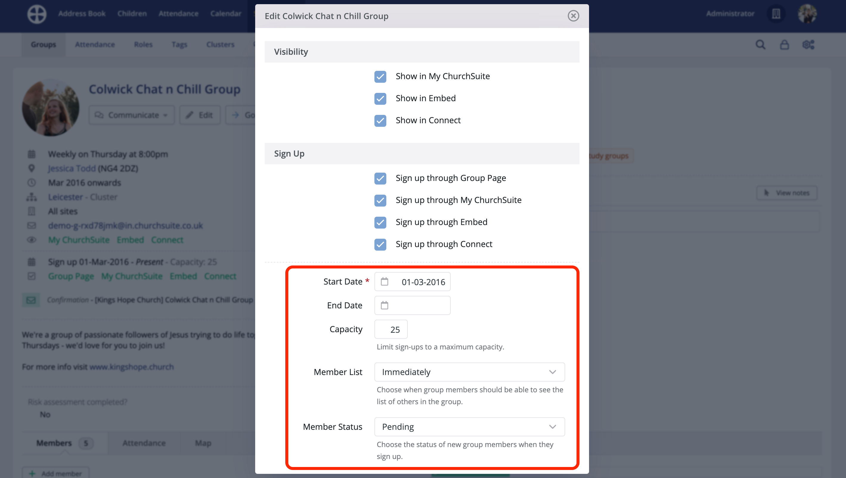 Enabling small group sign up through Embed - ChurchSuite Support Articles