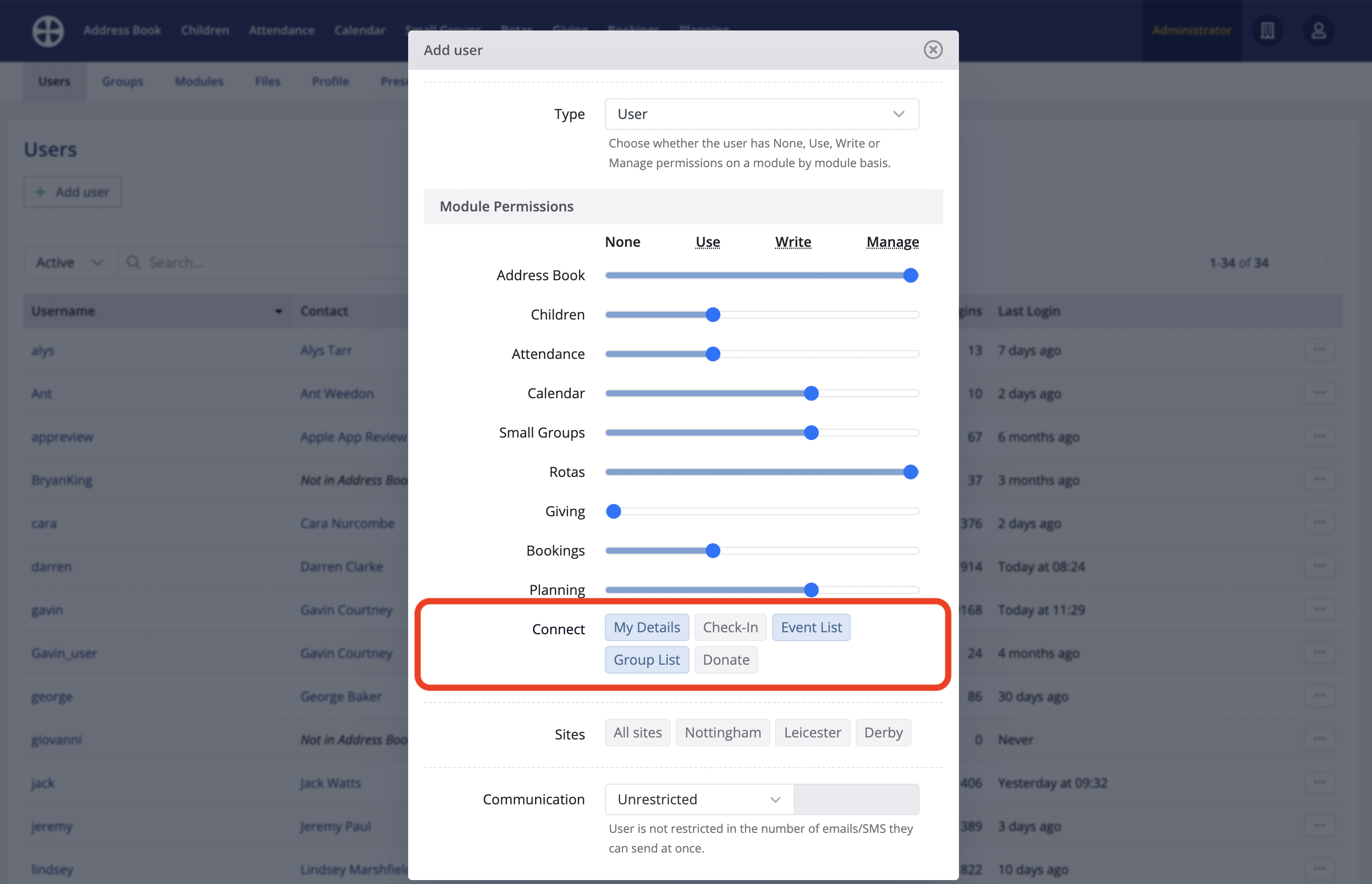 Adding and managing users - ChurchSuite Support Articles