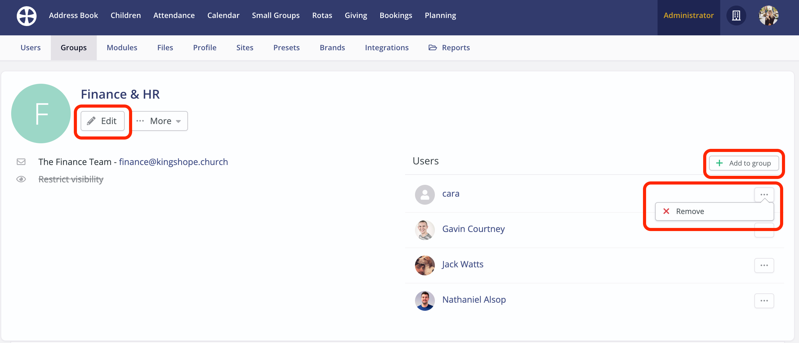 Restricting visibility and access with User Groups - ChurchSuite Support Articles
