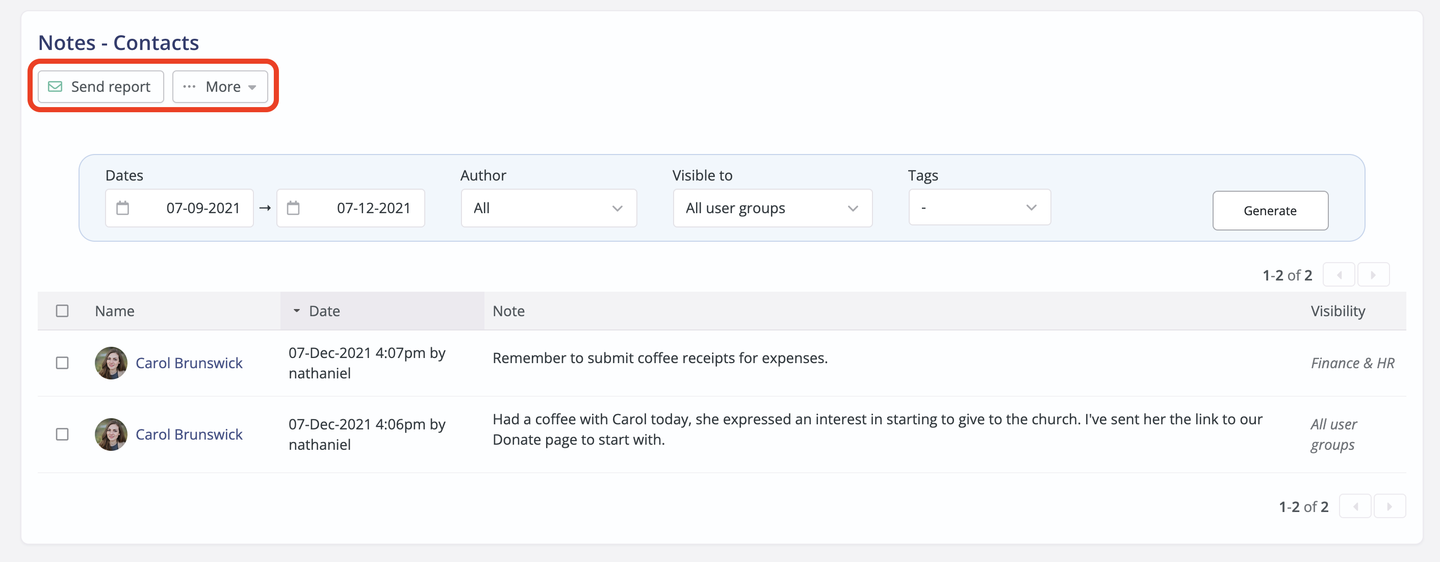 Notes and note visibility - ChurchSuite Support Articles