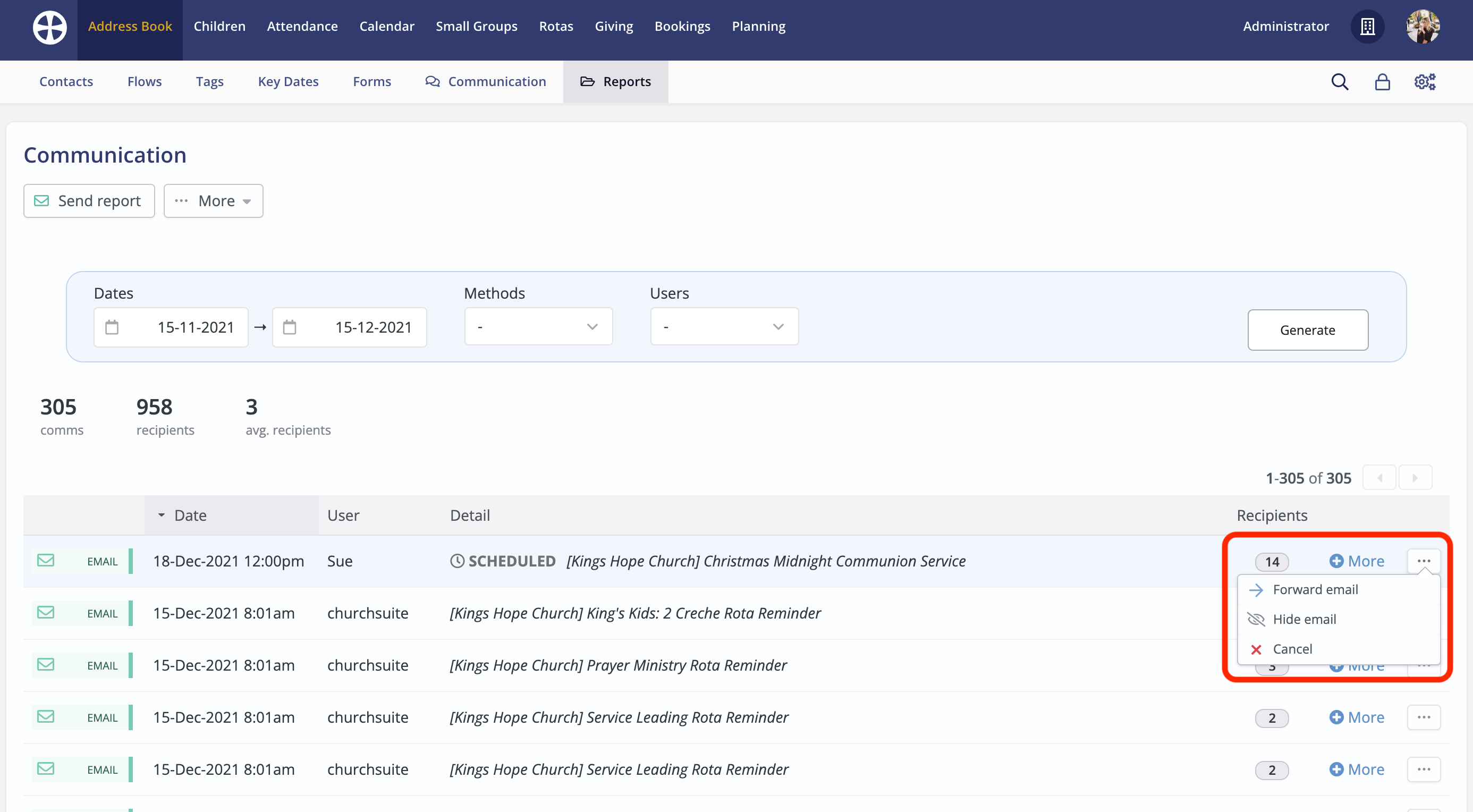 Managing event visibility and status - ChurchSuite Support Articles