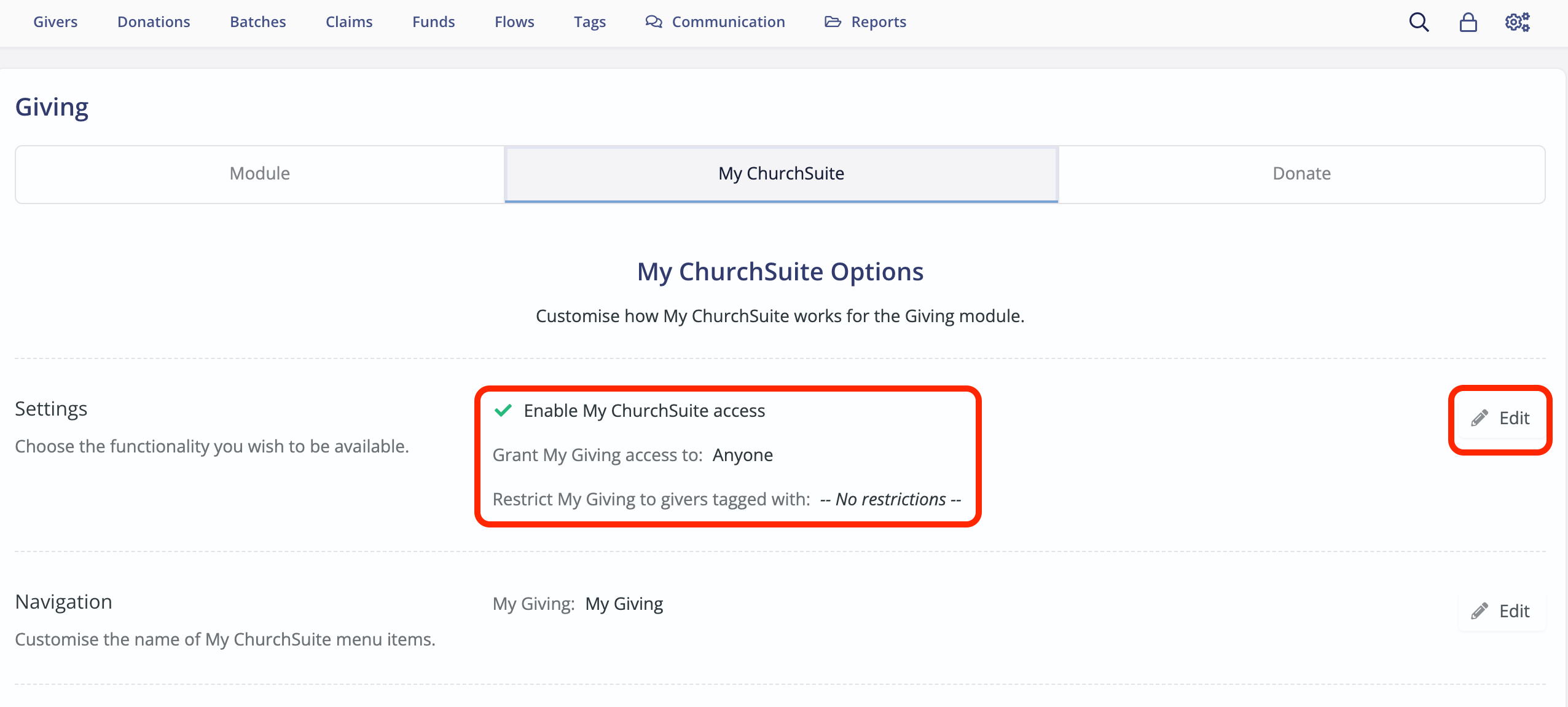 How to activate My Giving section in My ChurchSuite for your members ...