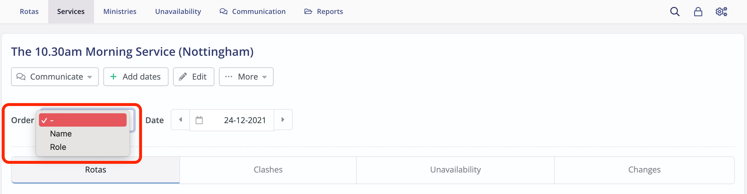 Assigning rotas to services - ChurchSuite Support Articles