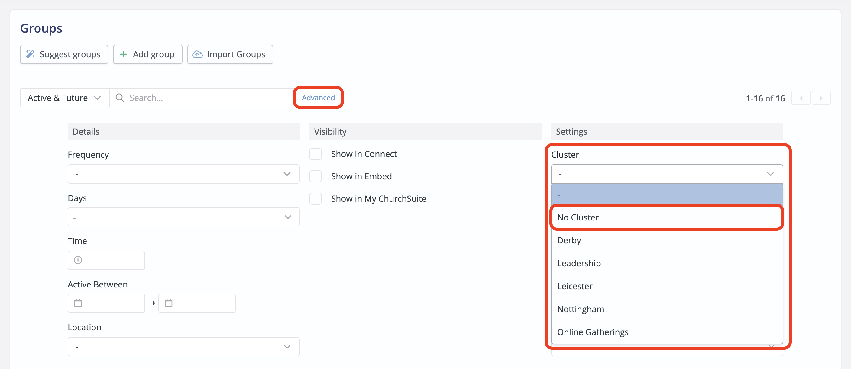 Managing small group oversight with clusters - ChurchSuite Support Articles