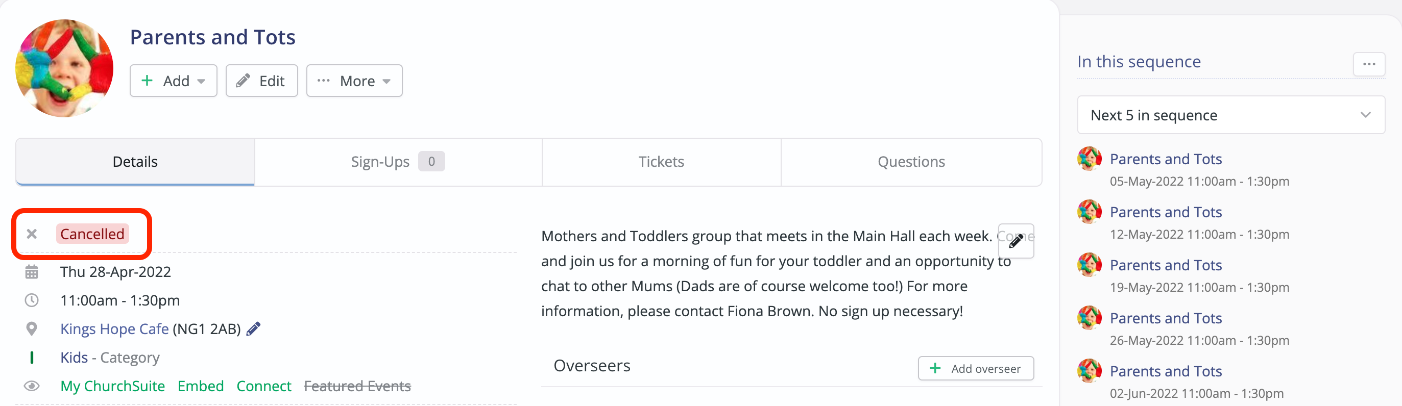 Managing event visibility and status - ChurchSuite Support Articles