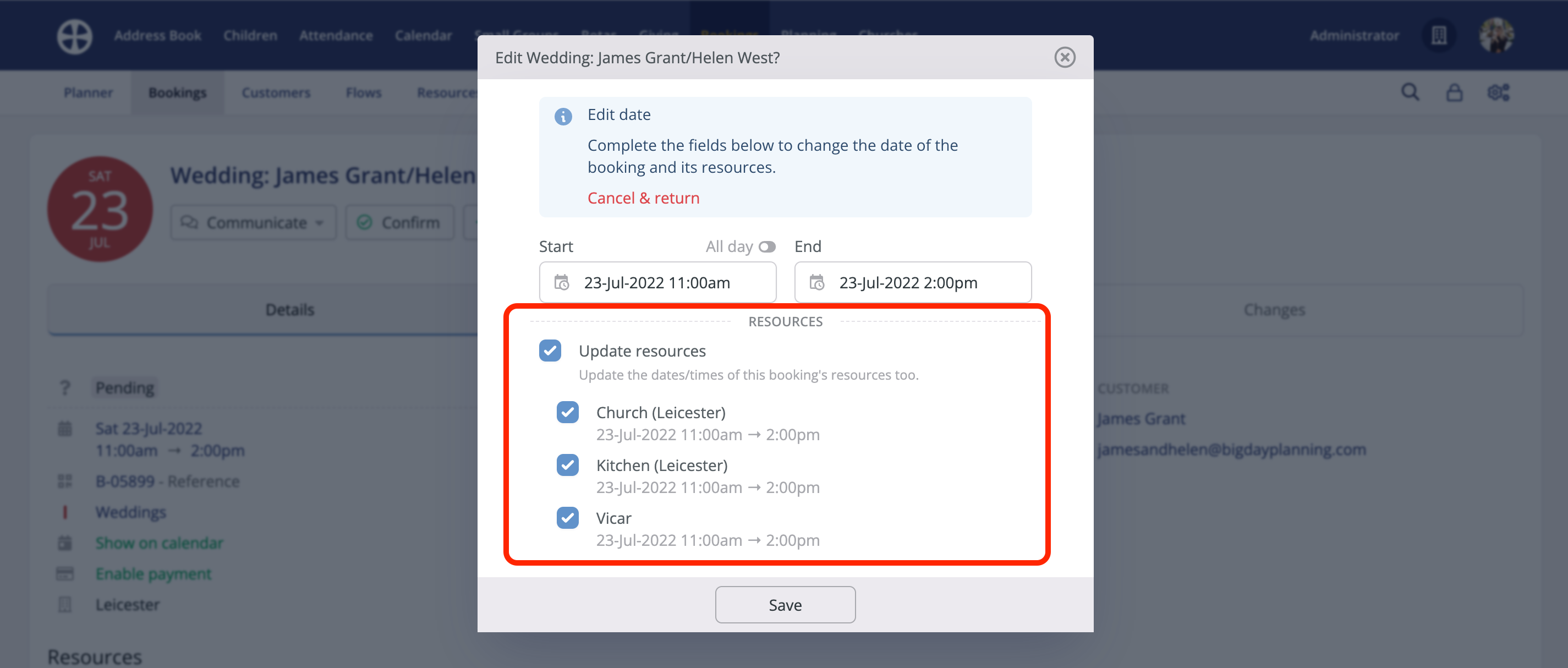Editing and making changes to bookings - ChurchSuite Support Articles