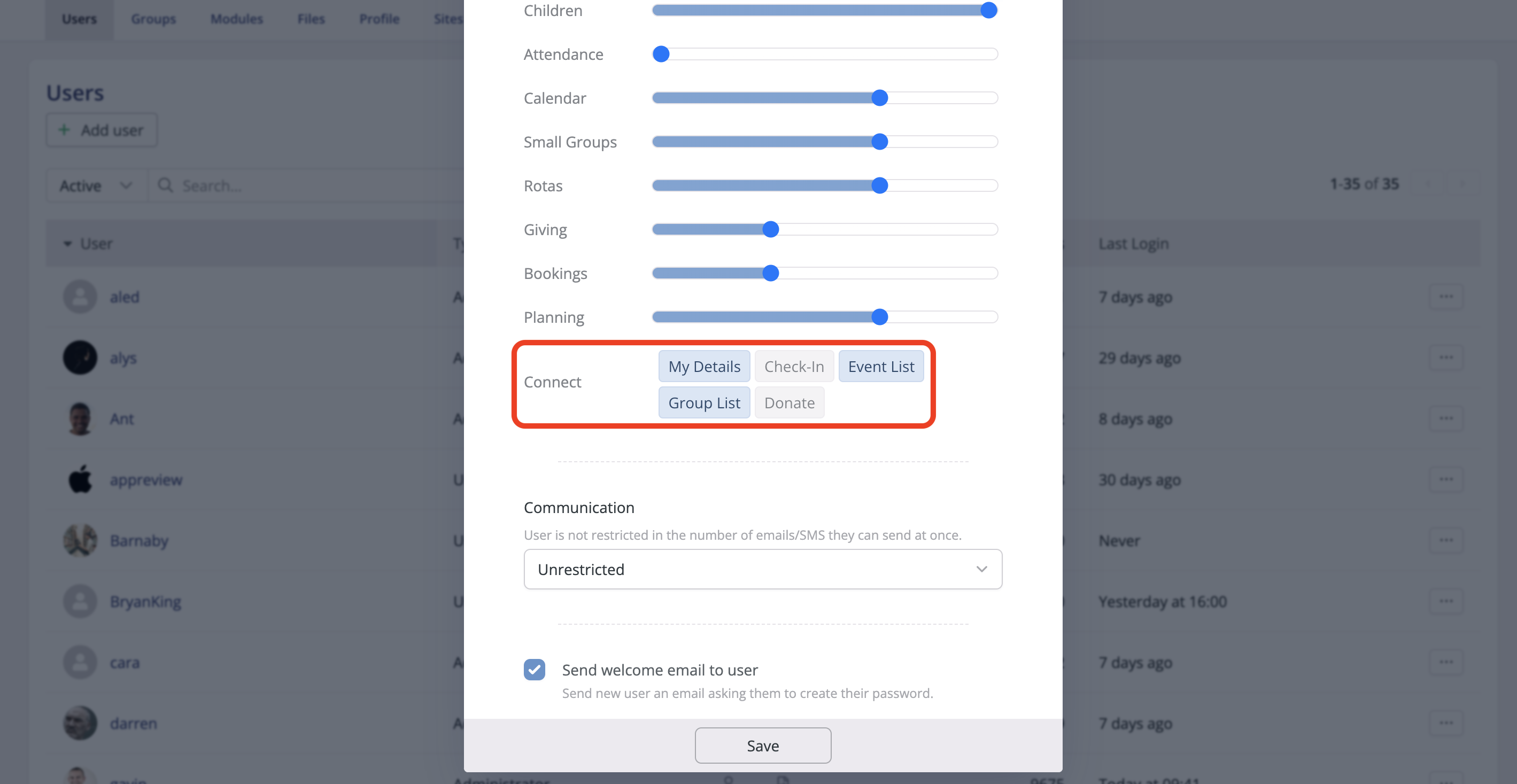 Adding and managing users - ChurchSuite Support Articles