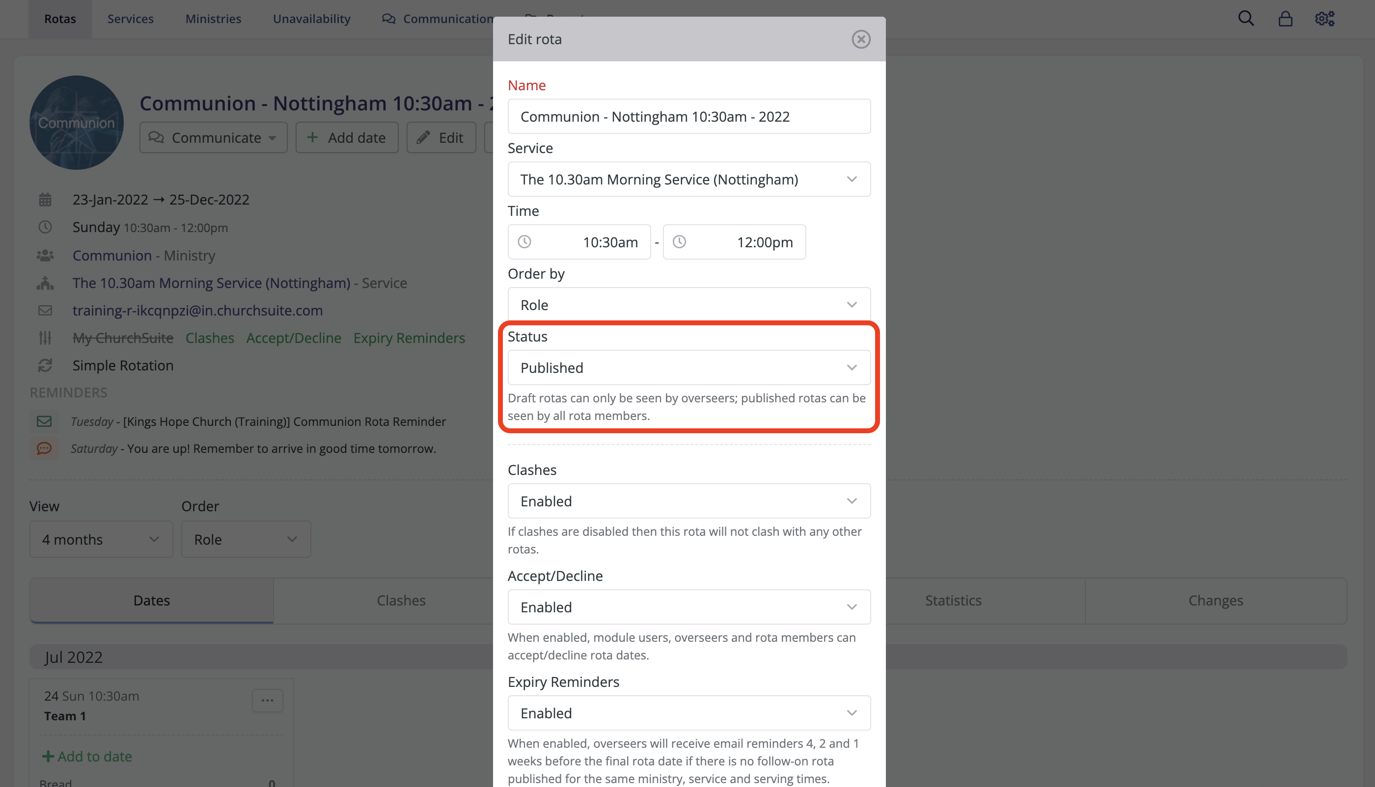 Working with rotas in ChurchSuite - ChurchSuite Support Articles