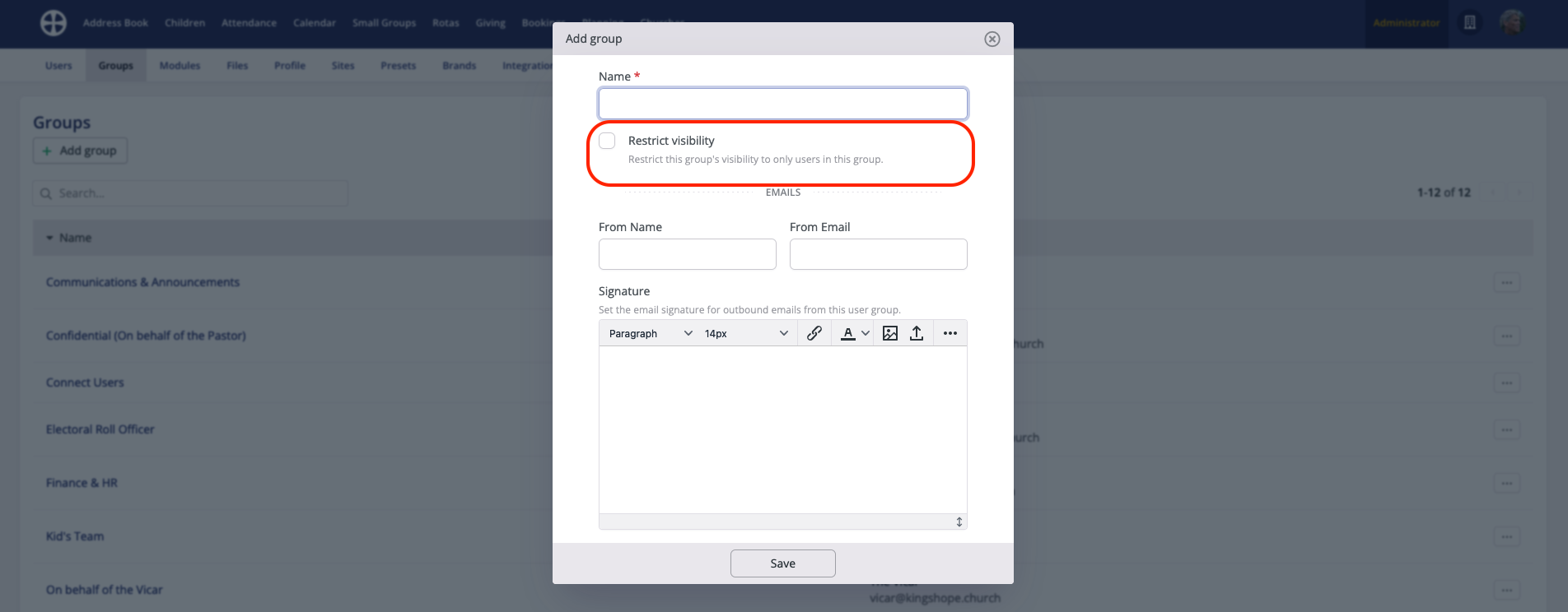 Restricting Visibility And Access With User Groups Churchsuite