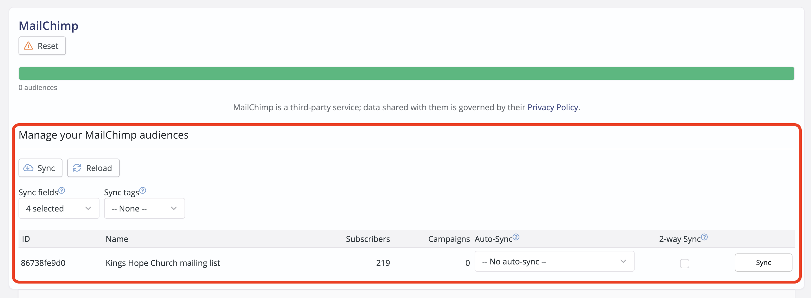 Integrating with Mailchimp (Email) - ChurchSuite Support Articles