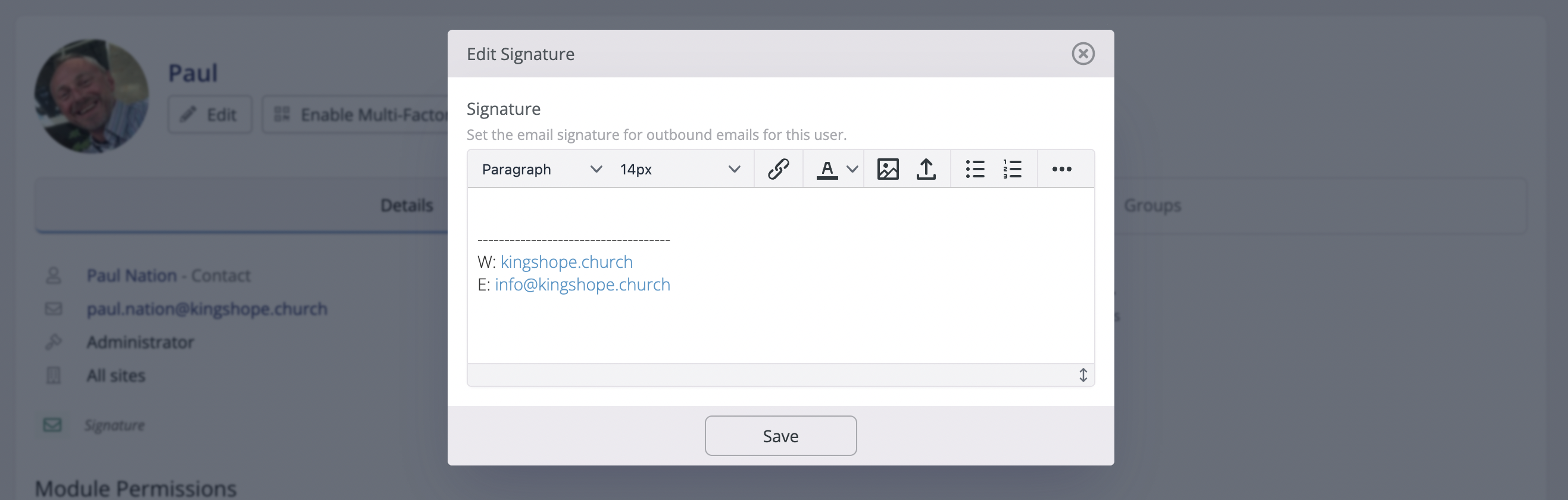 Personalised email signatures - ChurchSuite Support Articles