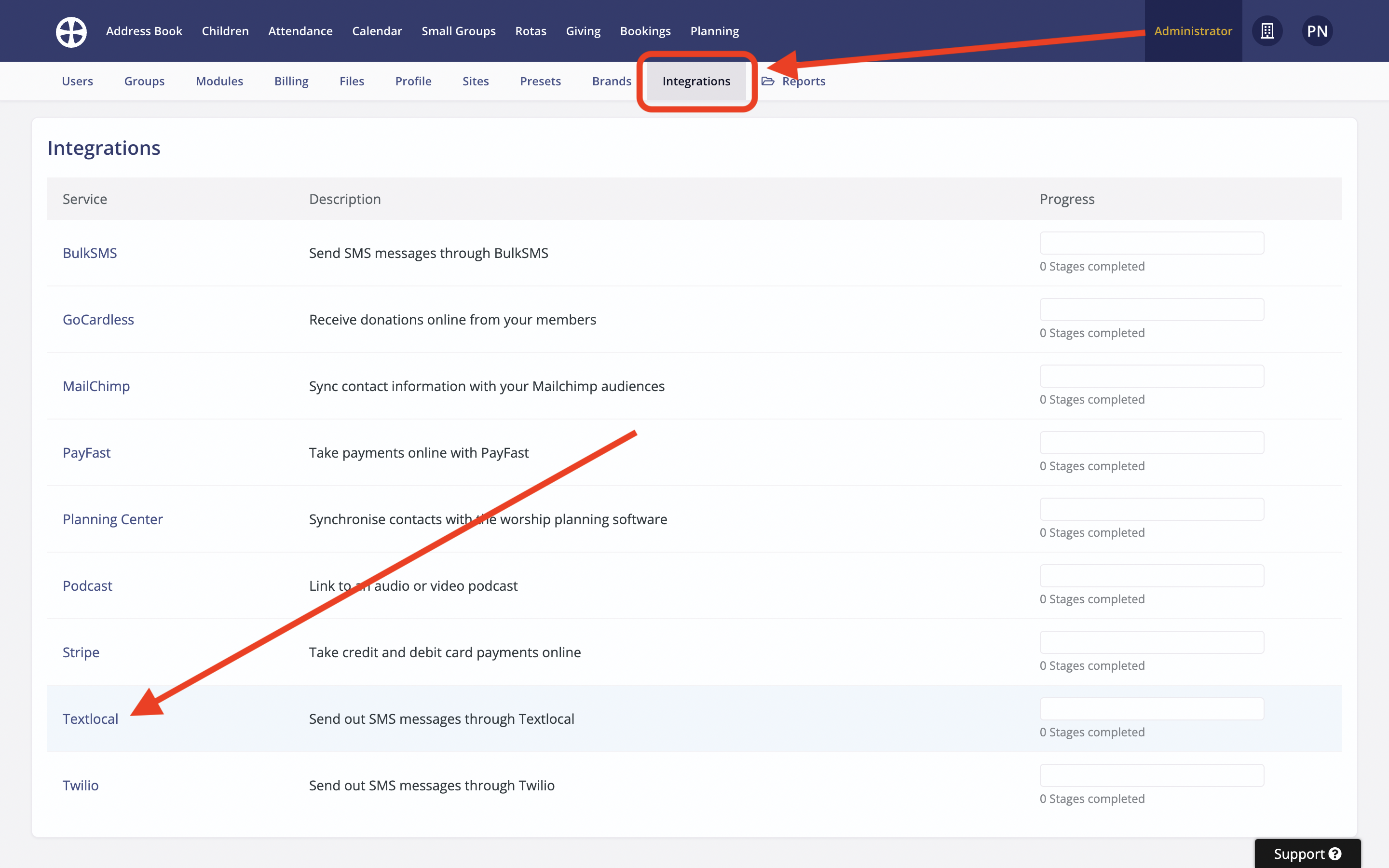 Integrating with Textlocal (SMS) - ChurchSuite Support Articles