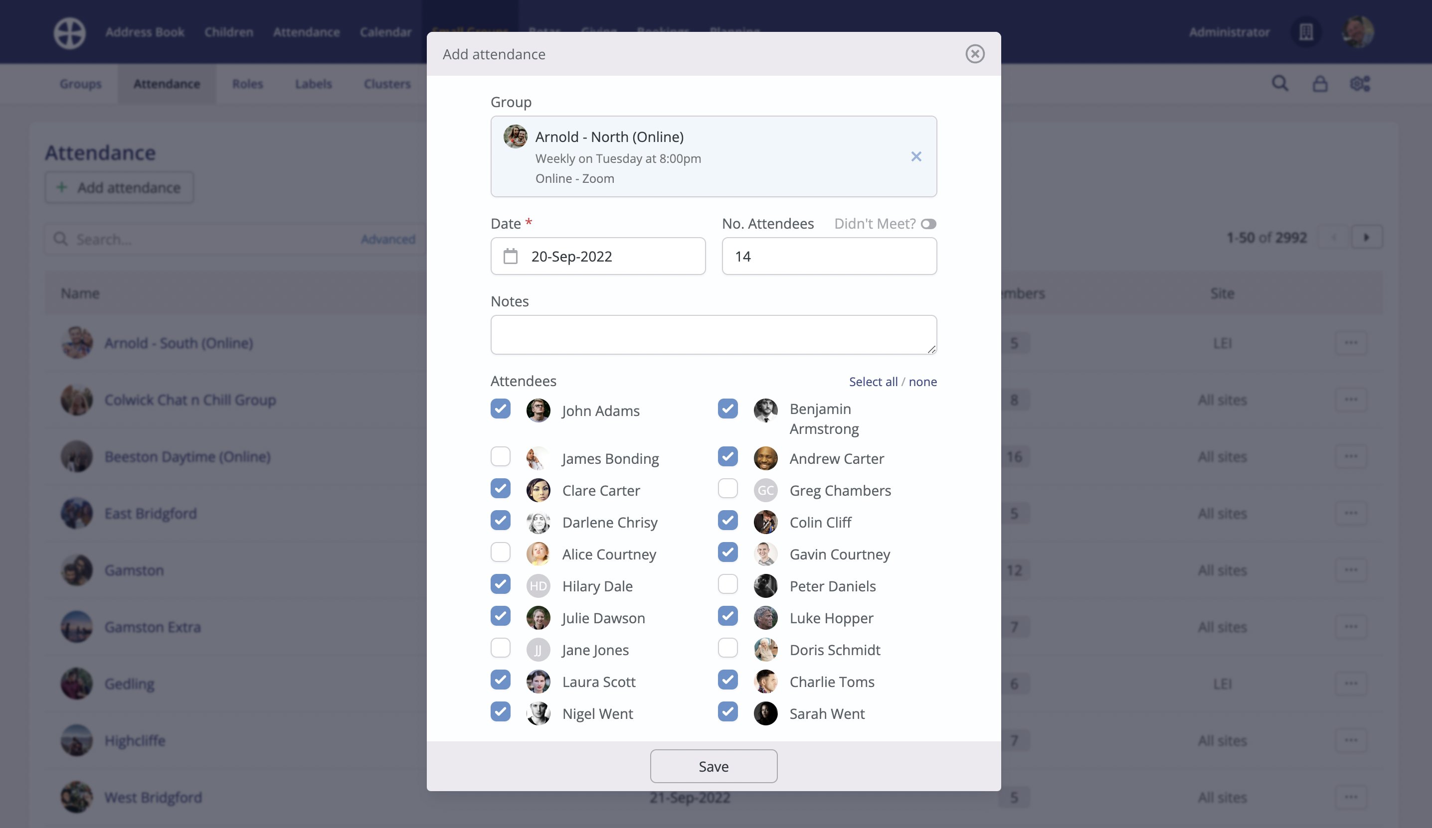 Small group attendance - ChurchSuite Support Articles