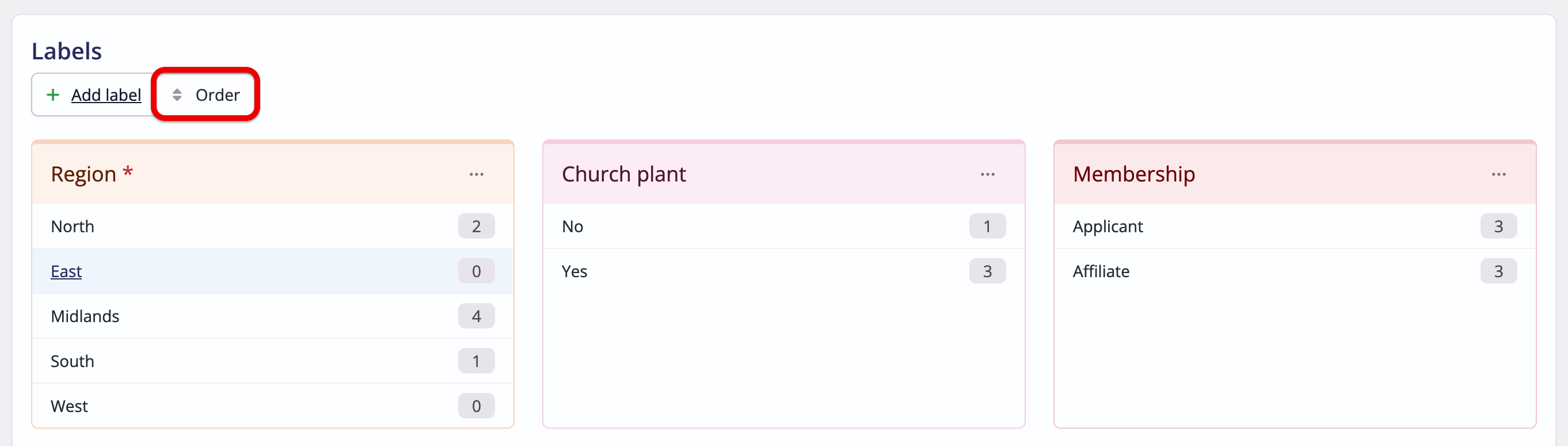Categorising organisations using labels - ChurchSuite Support Articles